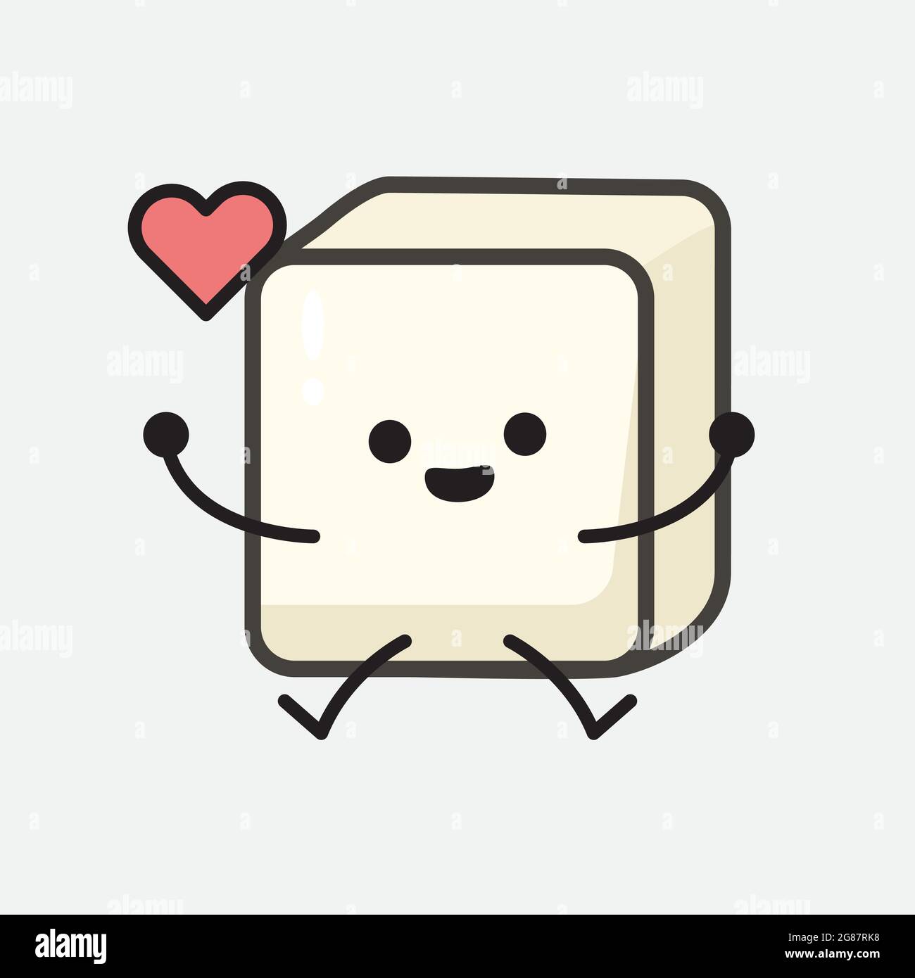 Vector Illustration of Tofu Character with cute face and simple body ...