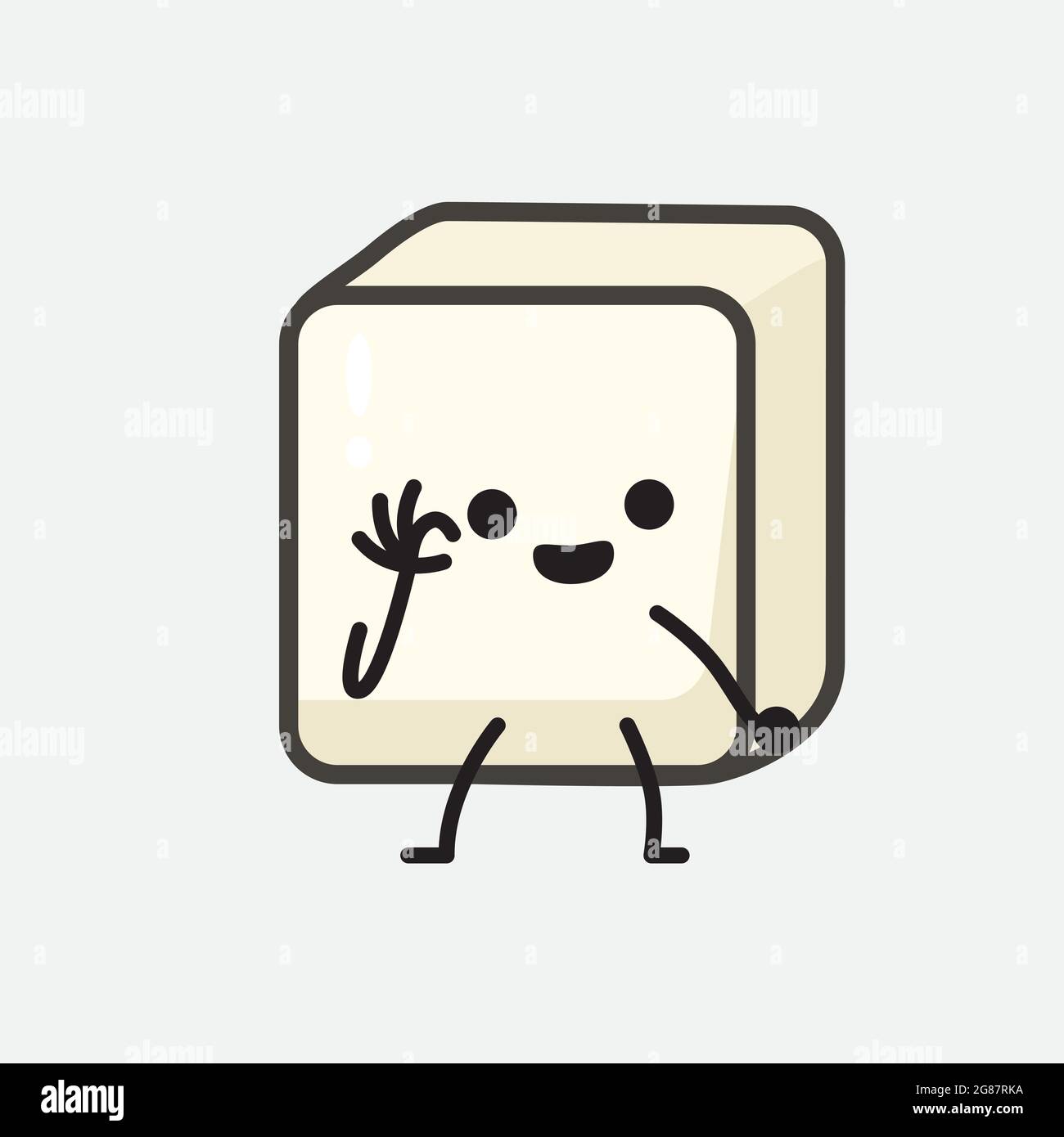 Vector Illustration of Tofu Character with cute face and simple body ...