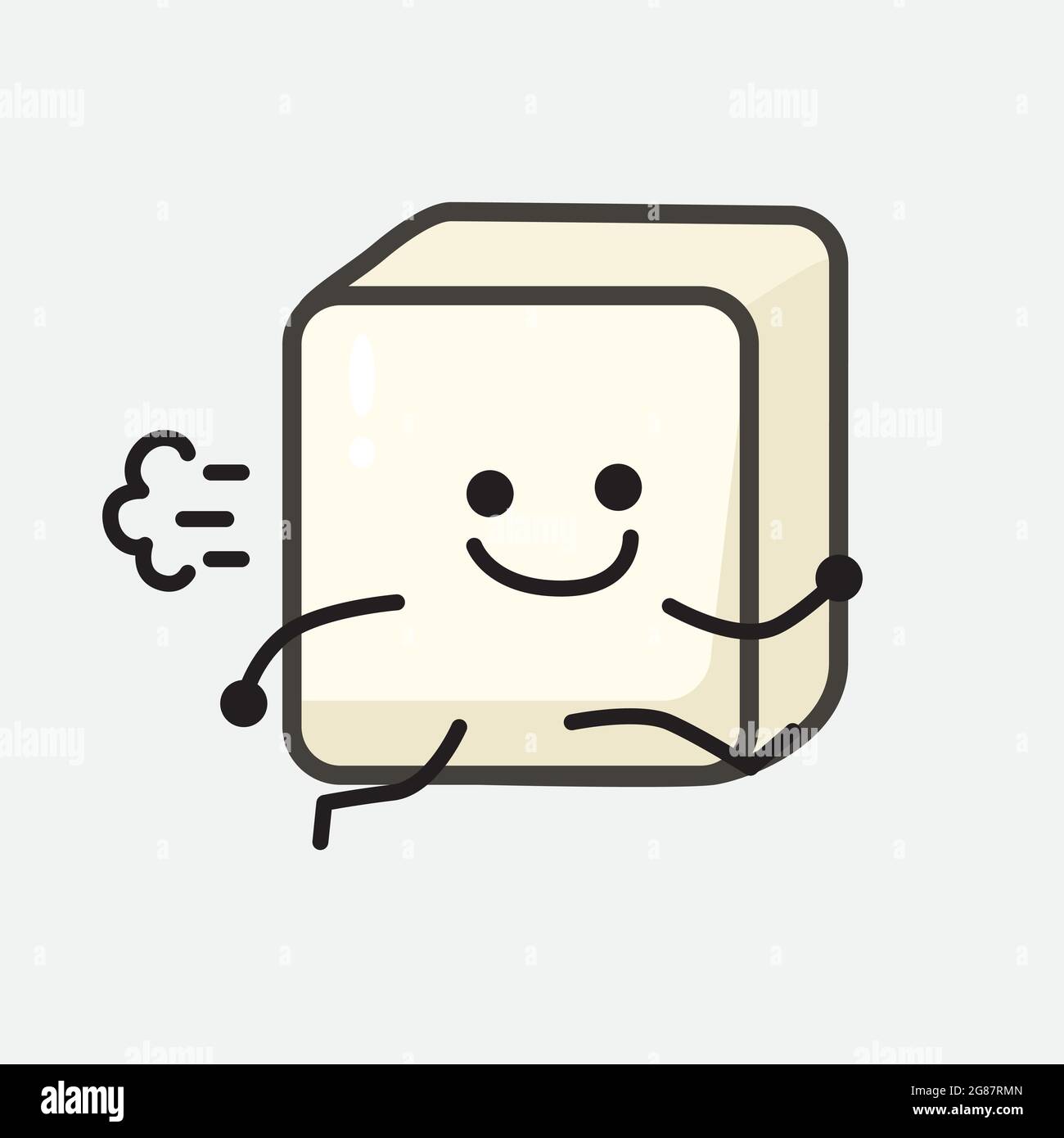 Vector Illustration of Tofu Character with cute face and simple body ...