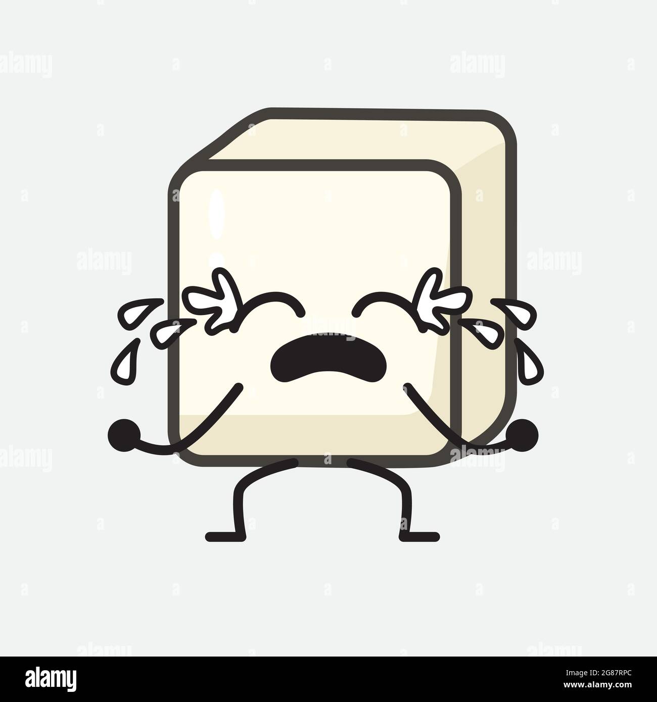 Vector Illustration of Tofu Character with cute face and simple body ...