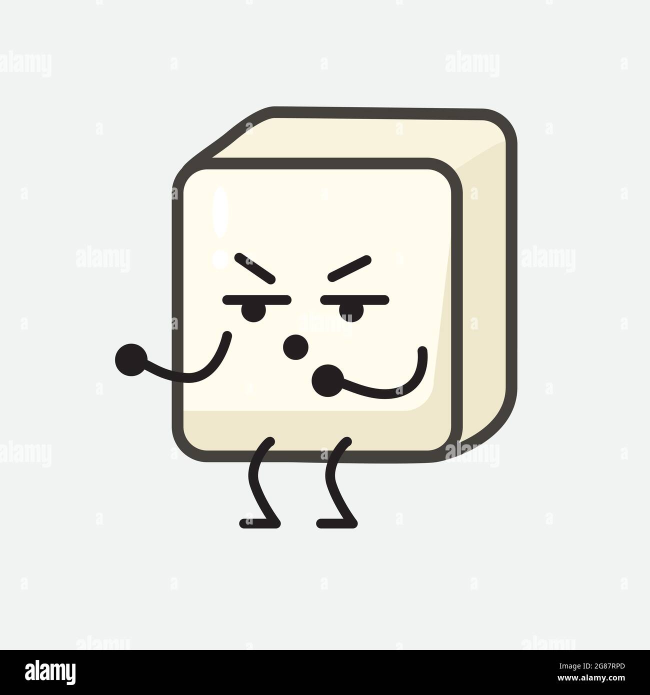 Vector Illustration of Tofu Character with cute face and simple body ...