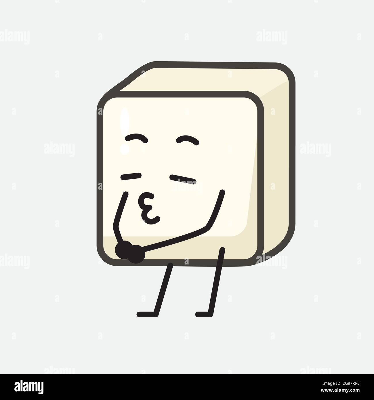 Vector Illustration of Tofu Character with cute face and simple body ...