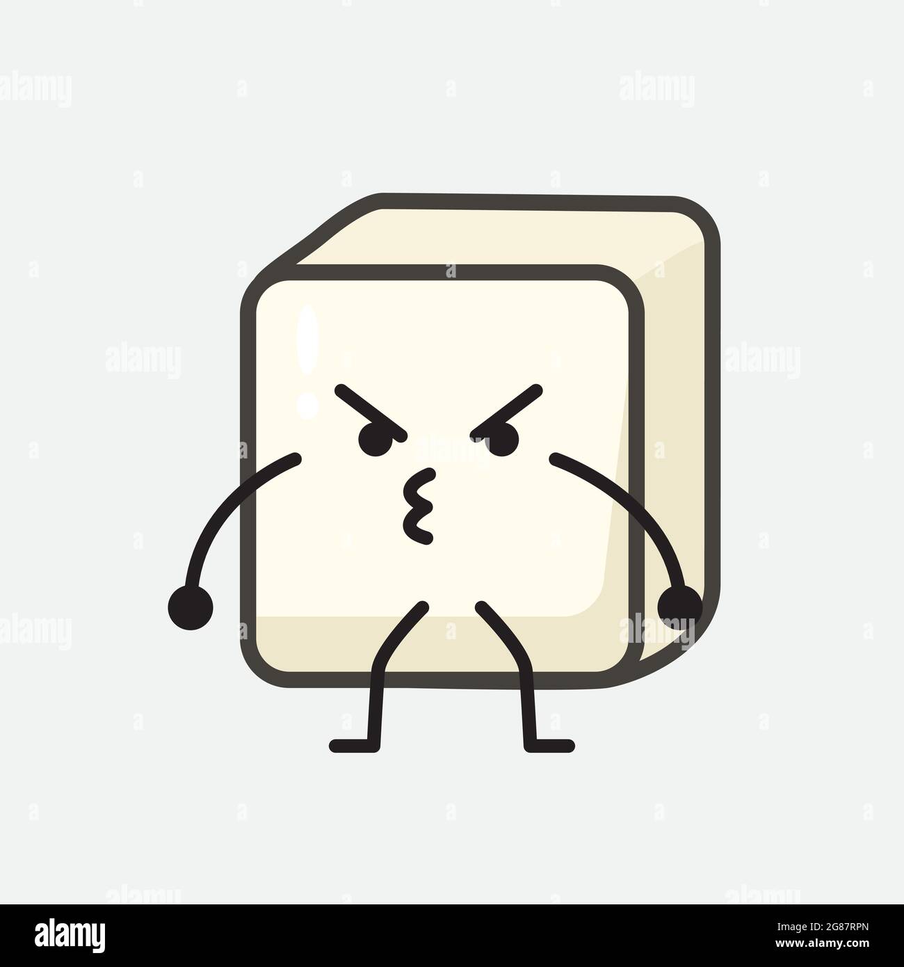 Vector Illustration of Tofu Character with cute face and simple body ...