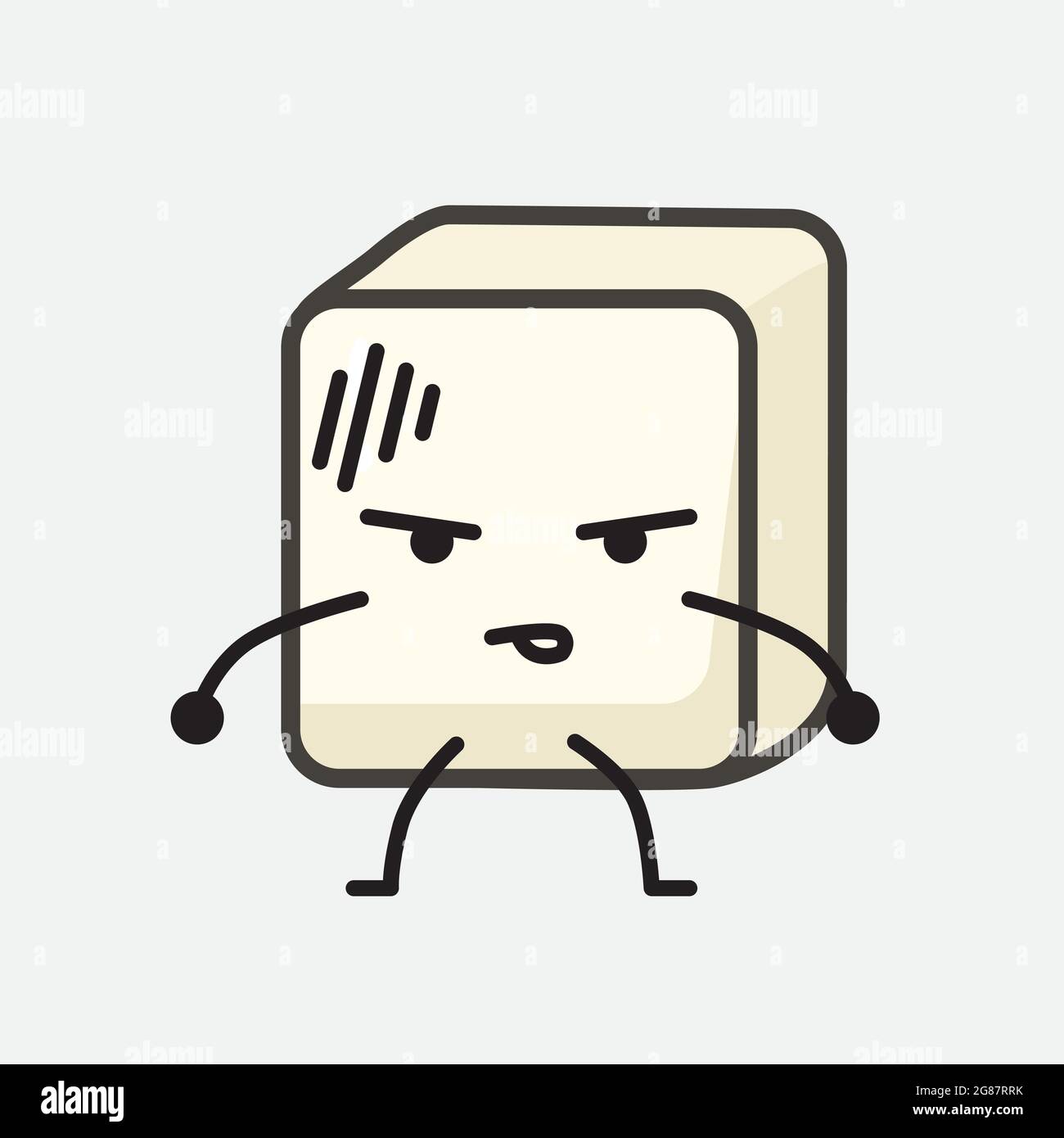 Vector Illustration of Tofu Character with cute face and simple body ...