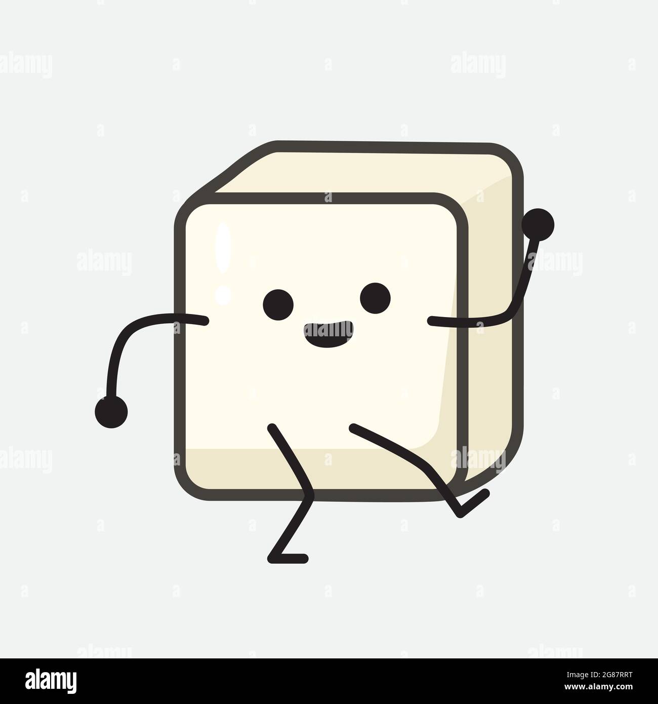 Vector Illustration of Tofu Character with cute face and simple body ...