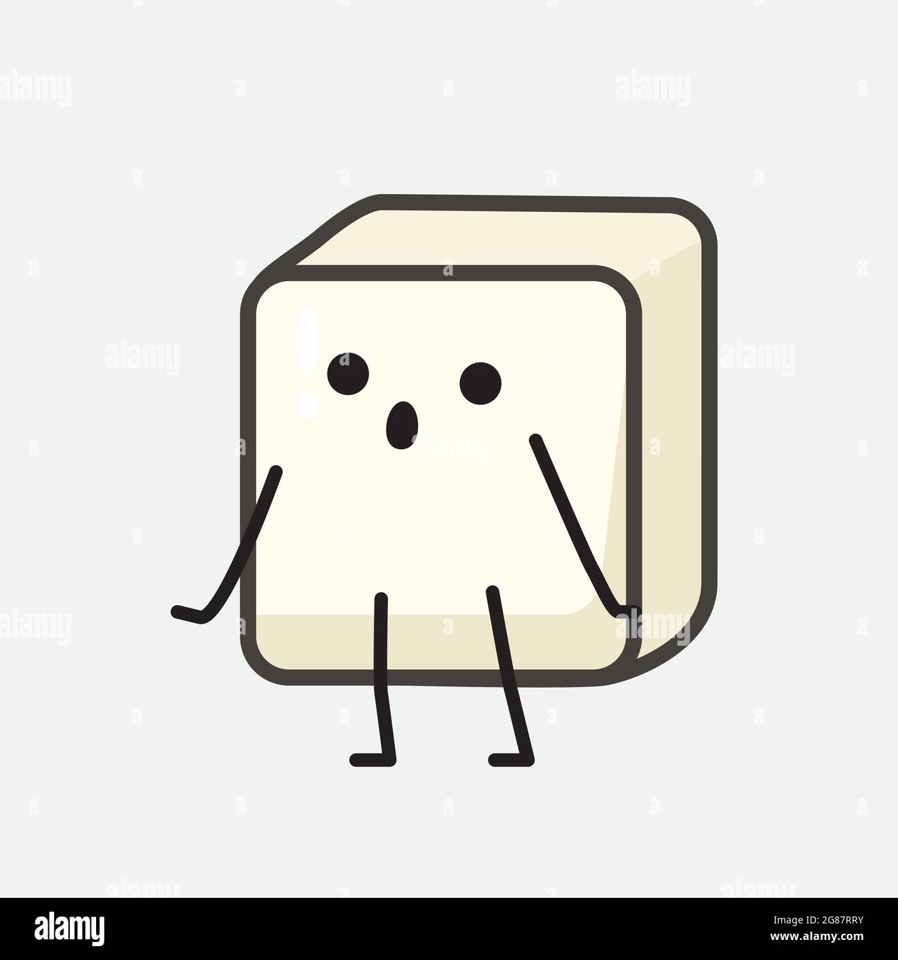 Vector Illustration of Tofu Character with cute face and simple body ...