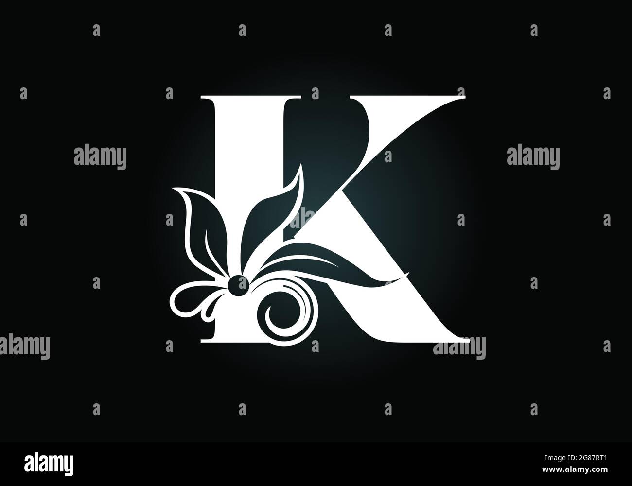 Floral monogram letter K. Initial alphabet with botanical elements ...