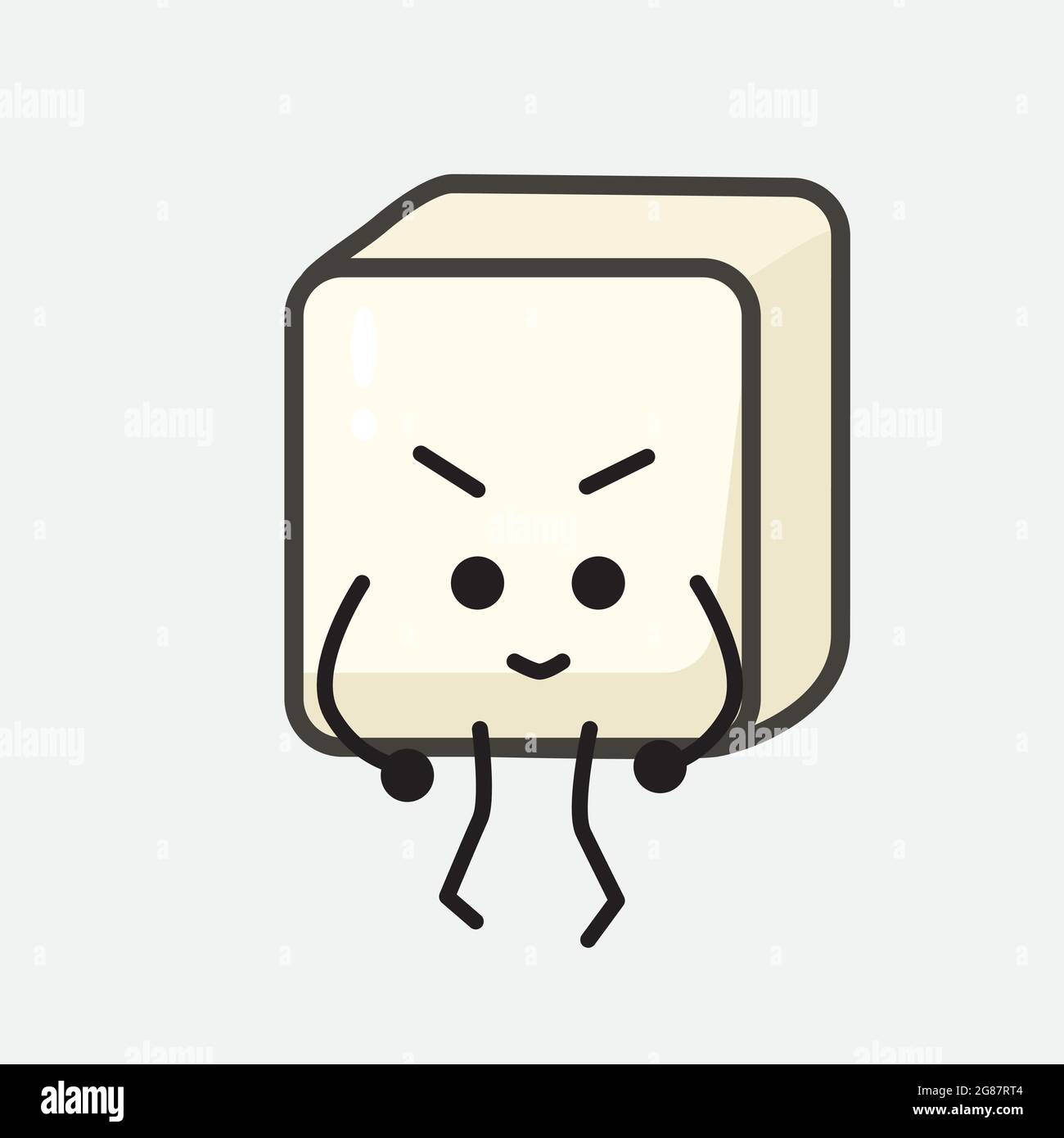 Vector Illustration of Tofu Character with cute face and simple body ...