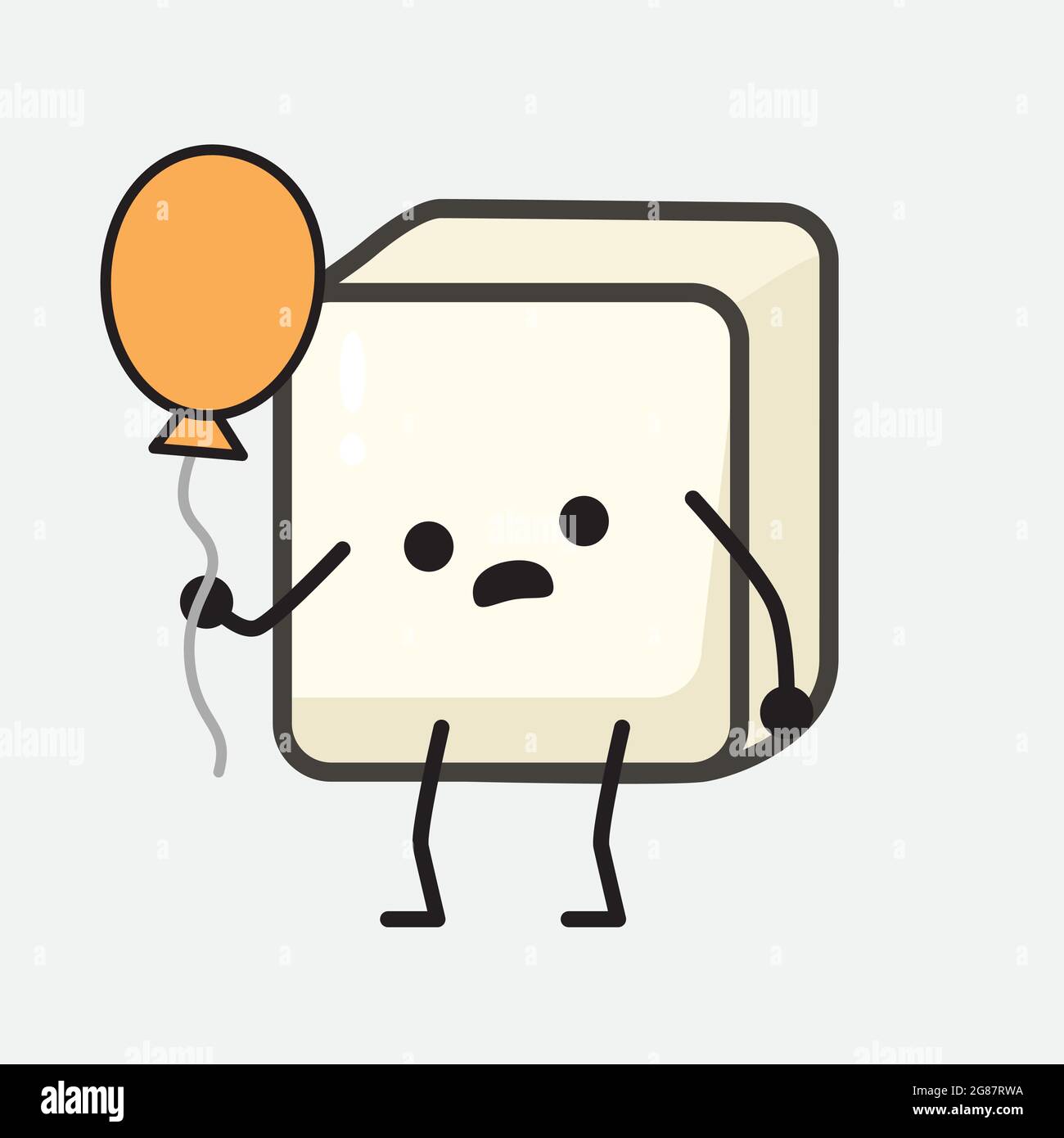 Vector Illustration of Tofu Character with cute face and simple body ...