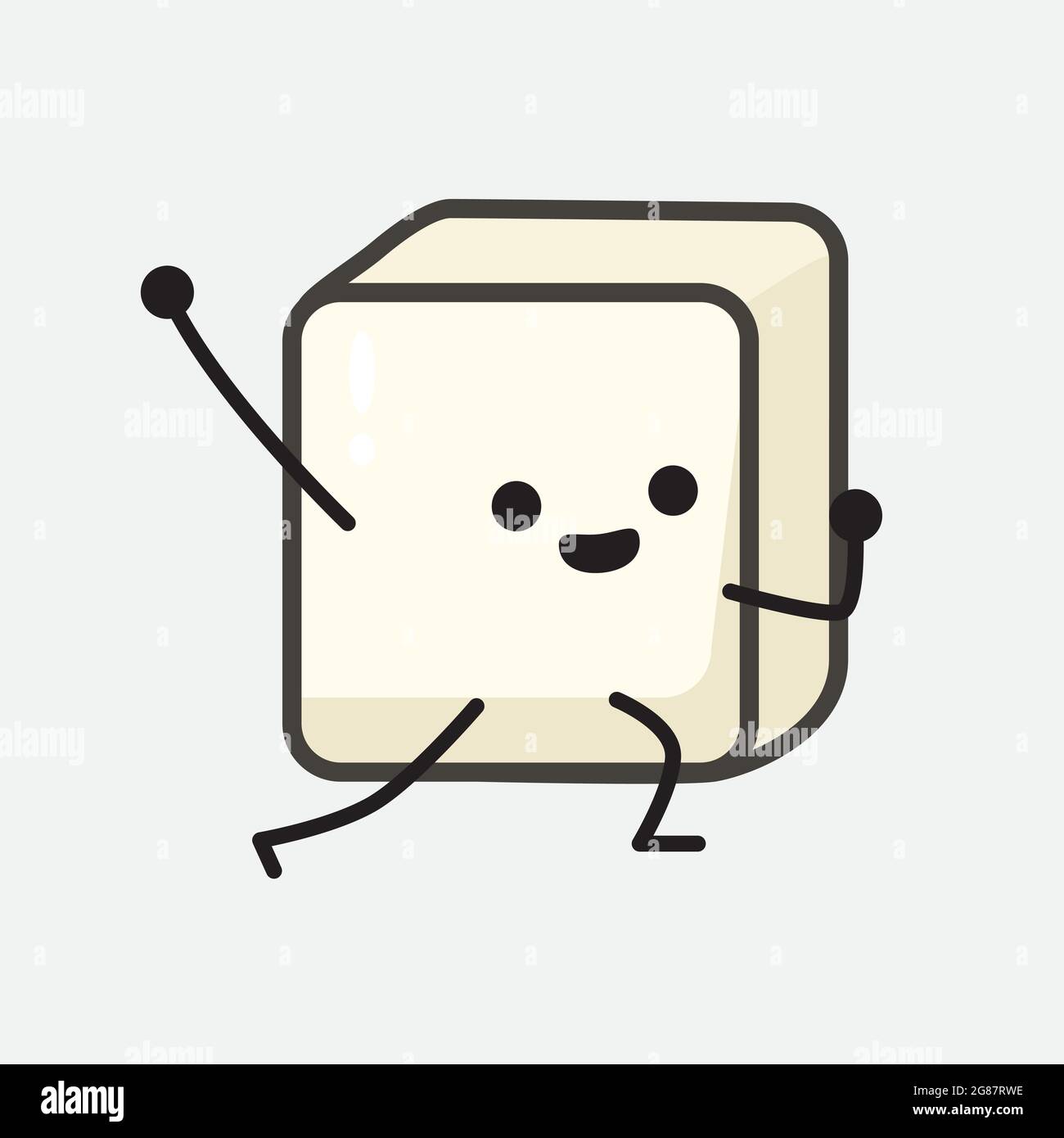 Vector Illustration of Tofu Character with cute face and simple body ...