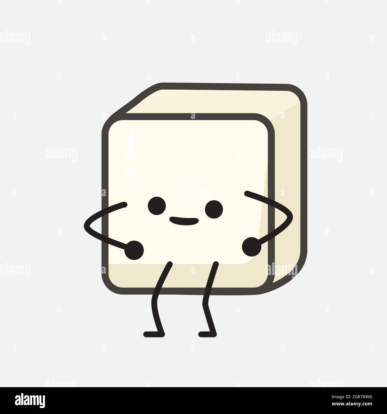 Vector Illustration of Tofu Character with cute face and simple body ...