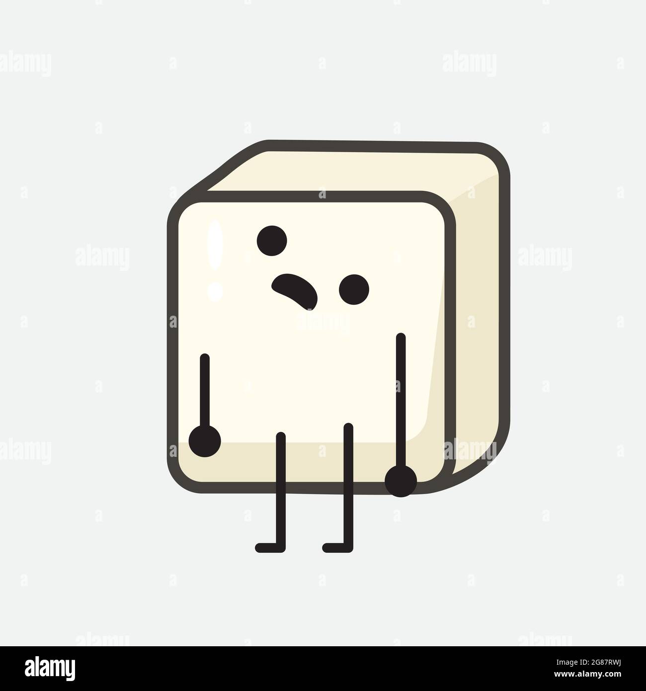 Vector Illustration of Tofu Character with cute face and simple body ...