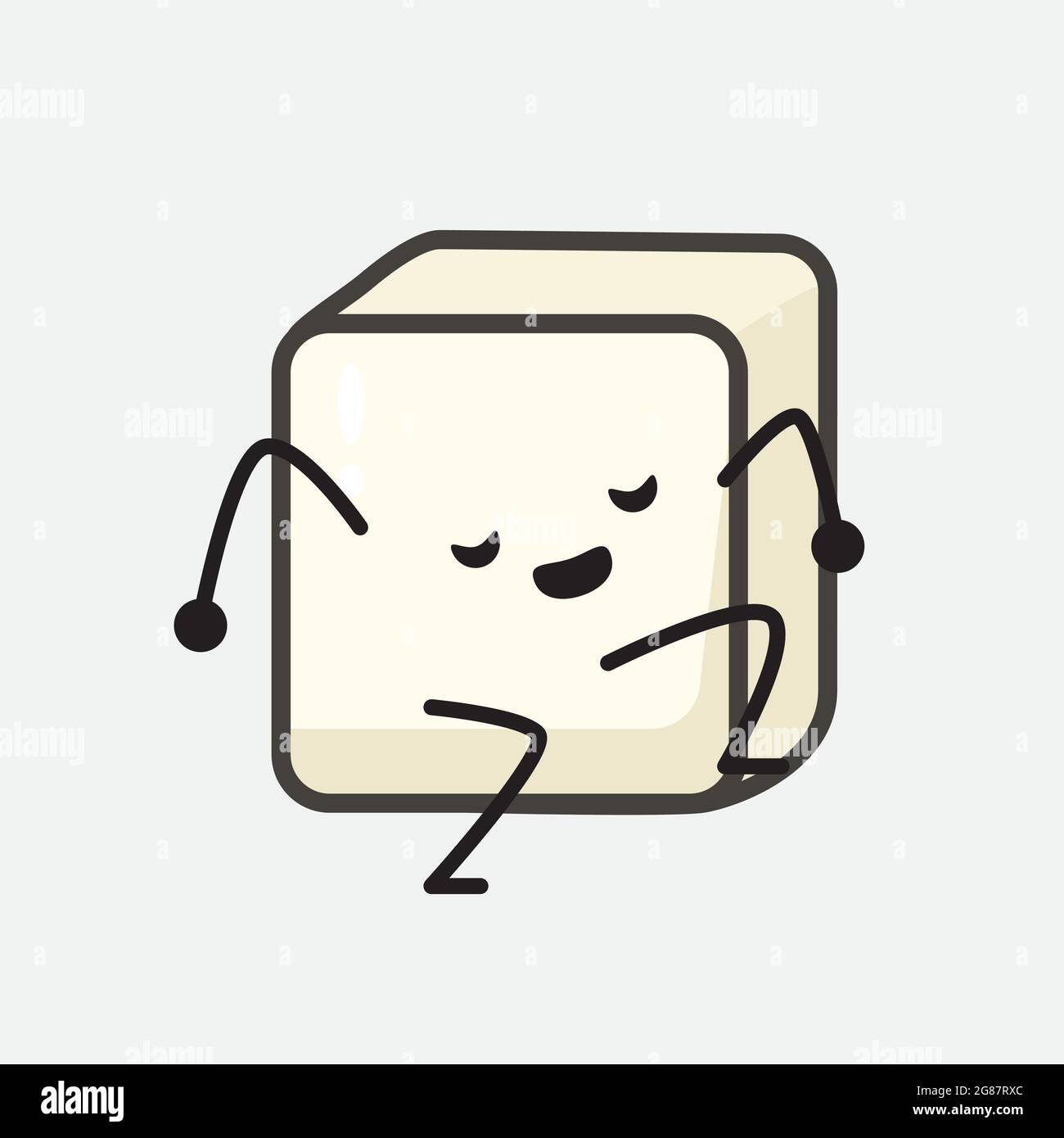Vector Illustration of Tofu Character with cute face and simple body ...