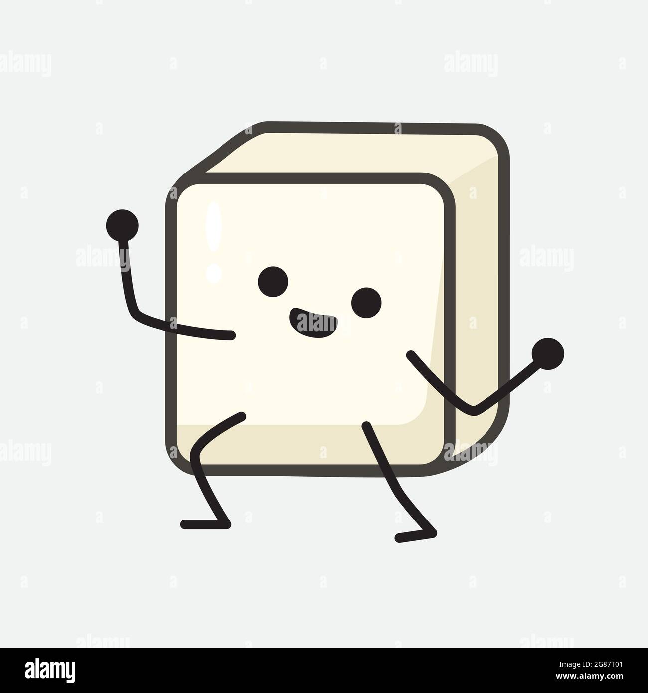 Vector Illustration of Tofu Character with cute face and simple body ...