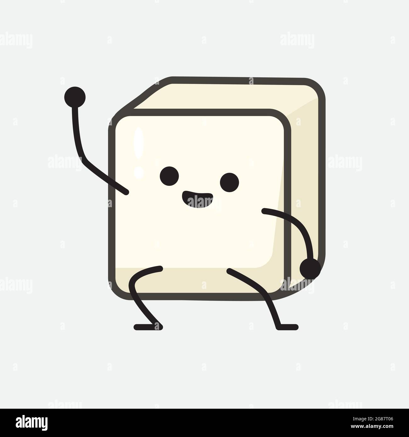 Vector Illustration of Tofu Character with cute face and simple body ...