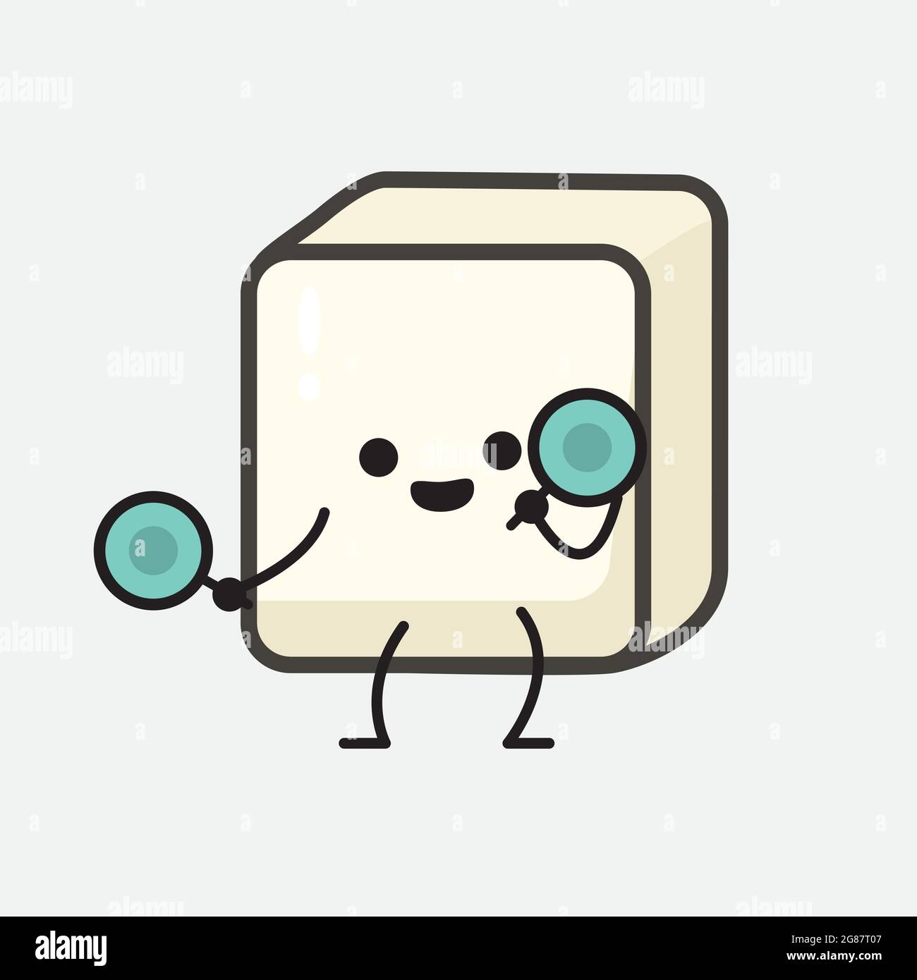 Vector Illustration of Tofu Character with cute face and simple body ...