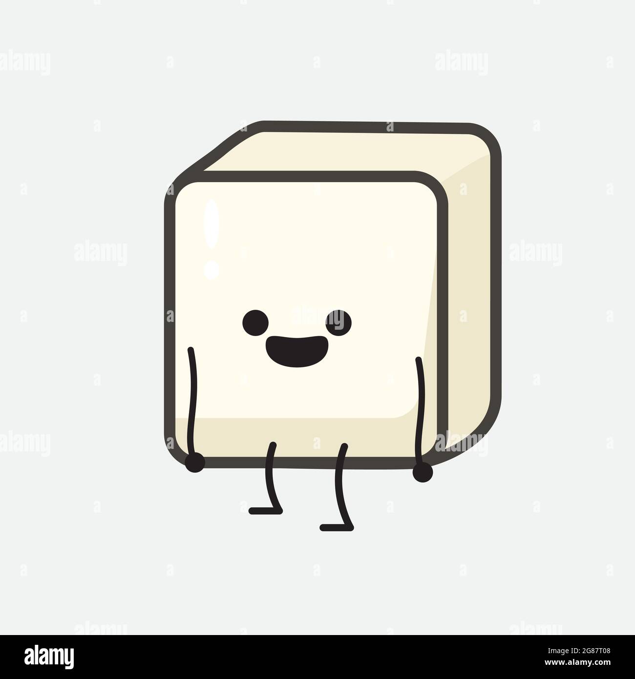 Vector Illustration of Tofu Character with cute face and simple body ...