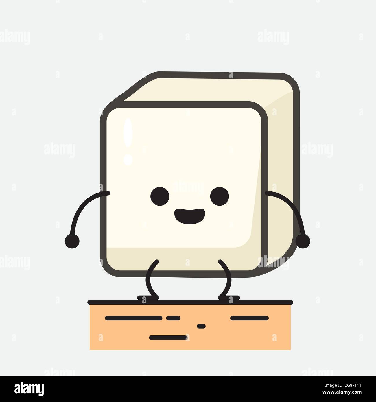 Vector Illustration of Tofu Character with cute face and simple body ...