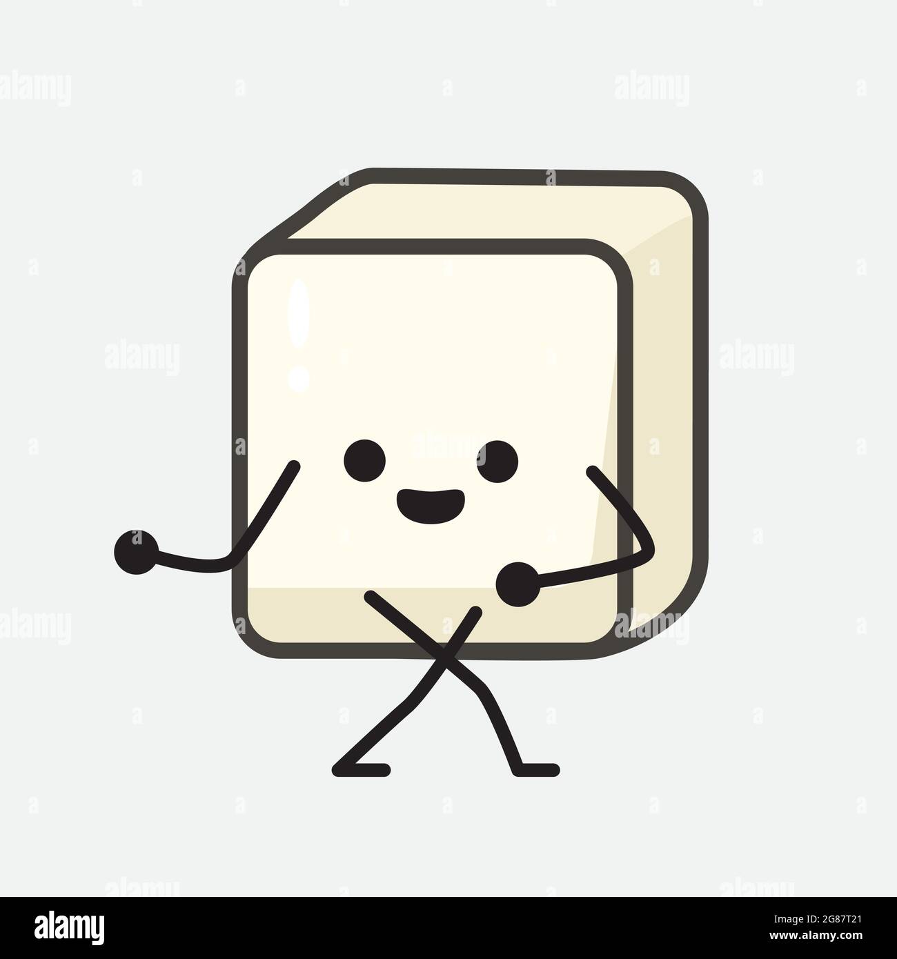 Vector Illustration of Tofu Character with cute face and simple body ...