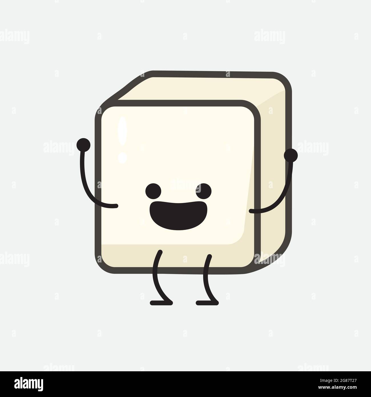 Vector Illustration of Tofu Character with cute face and simple body ...