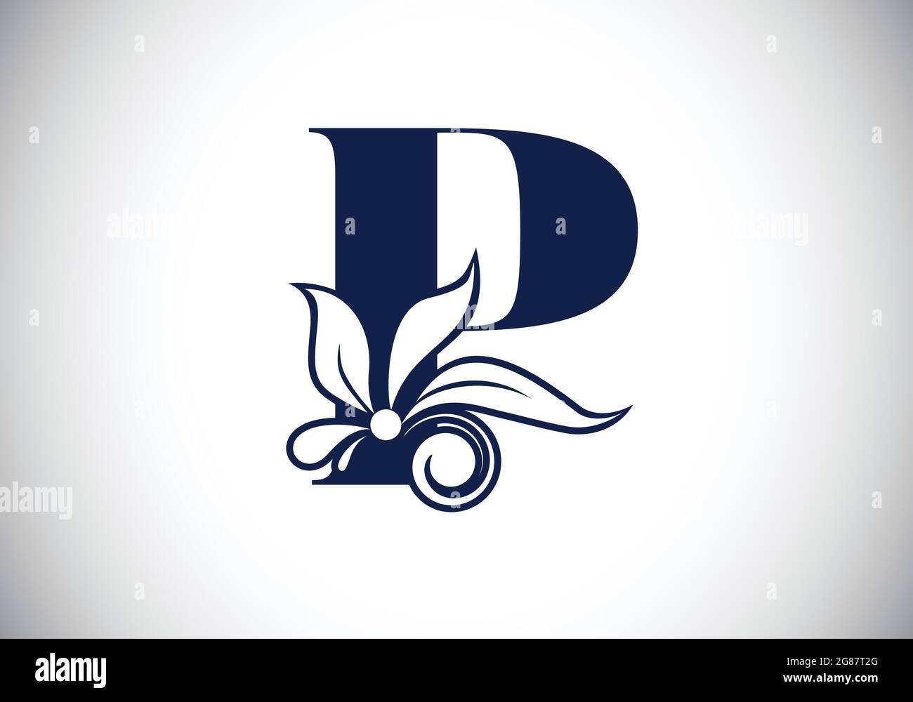 Floral monogram letter P. Initial alphabet with botanical elements ...