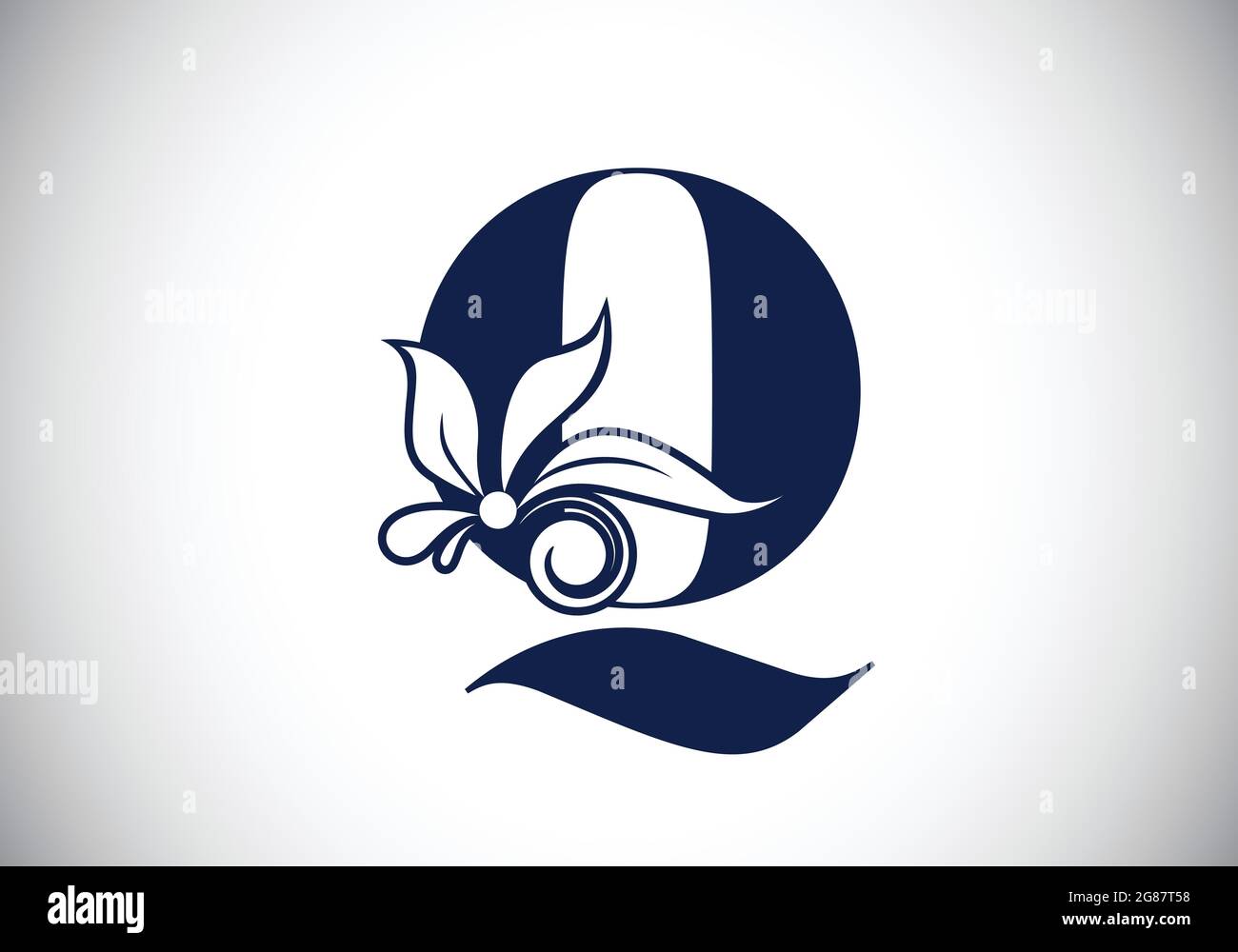 Floral monogram letter Q. Initial alphabet with botanical elements ...