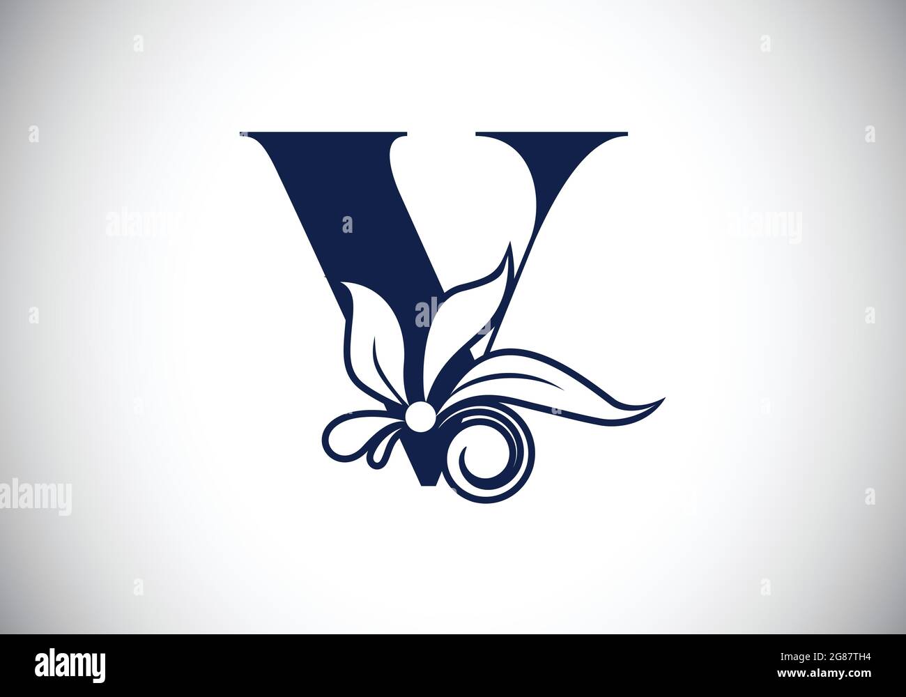 Floral monogram letter V. Initial alphabet with botanical elements ...