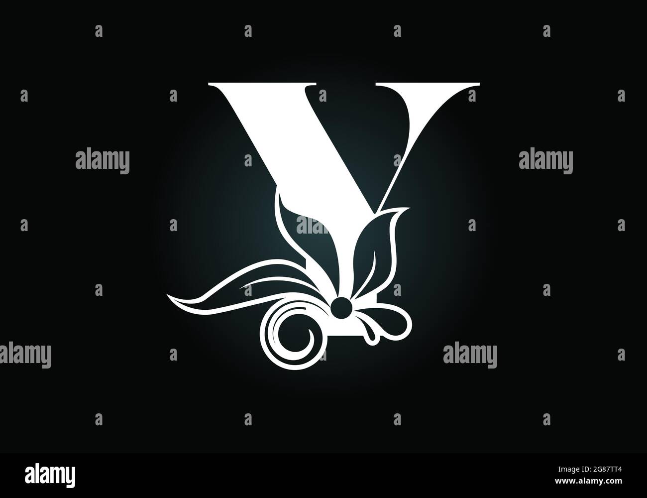 Floral monogram letter Y. Initial alphabet with botanical elements ...