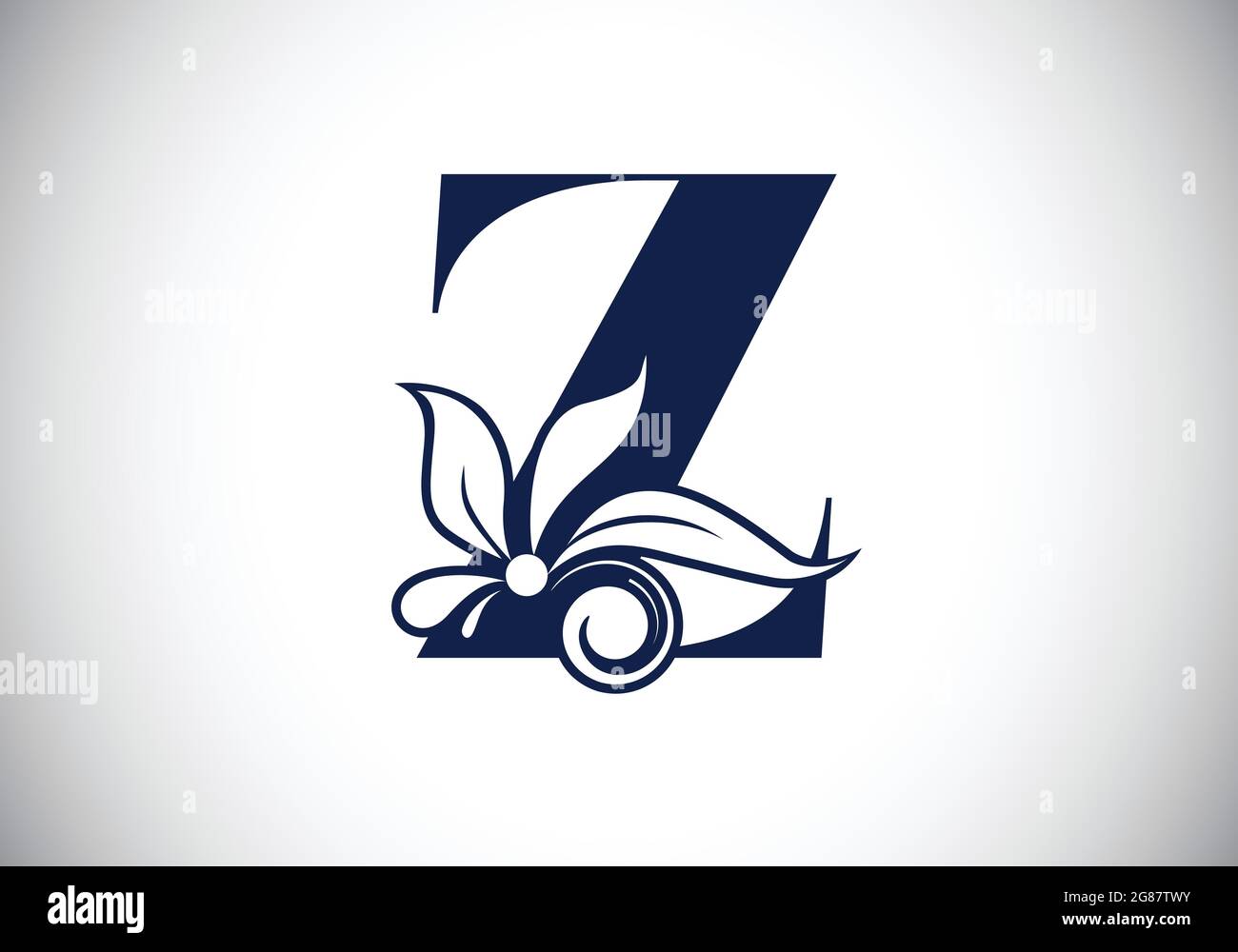 Floral monogram letter Z. Initial alphabet with botanical elements ...