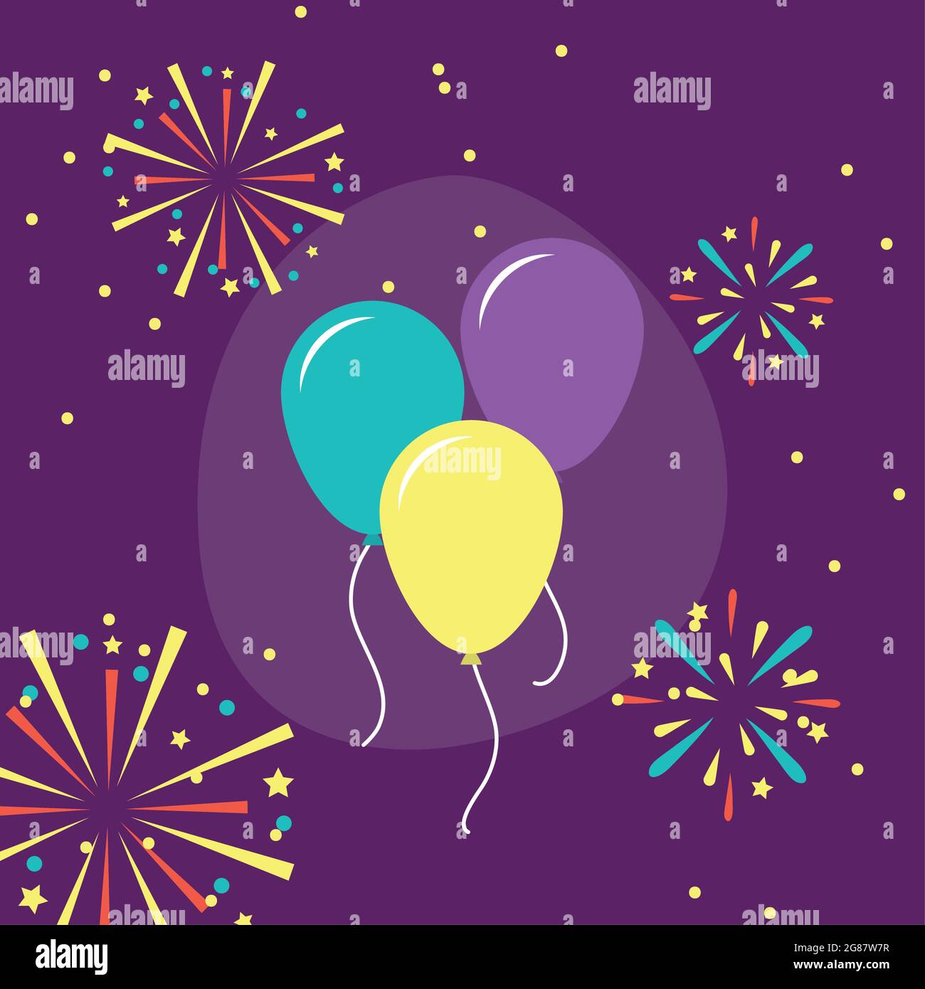 helium balloon floating with fireworks Stock Vector Image & Art - Alamy