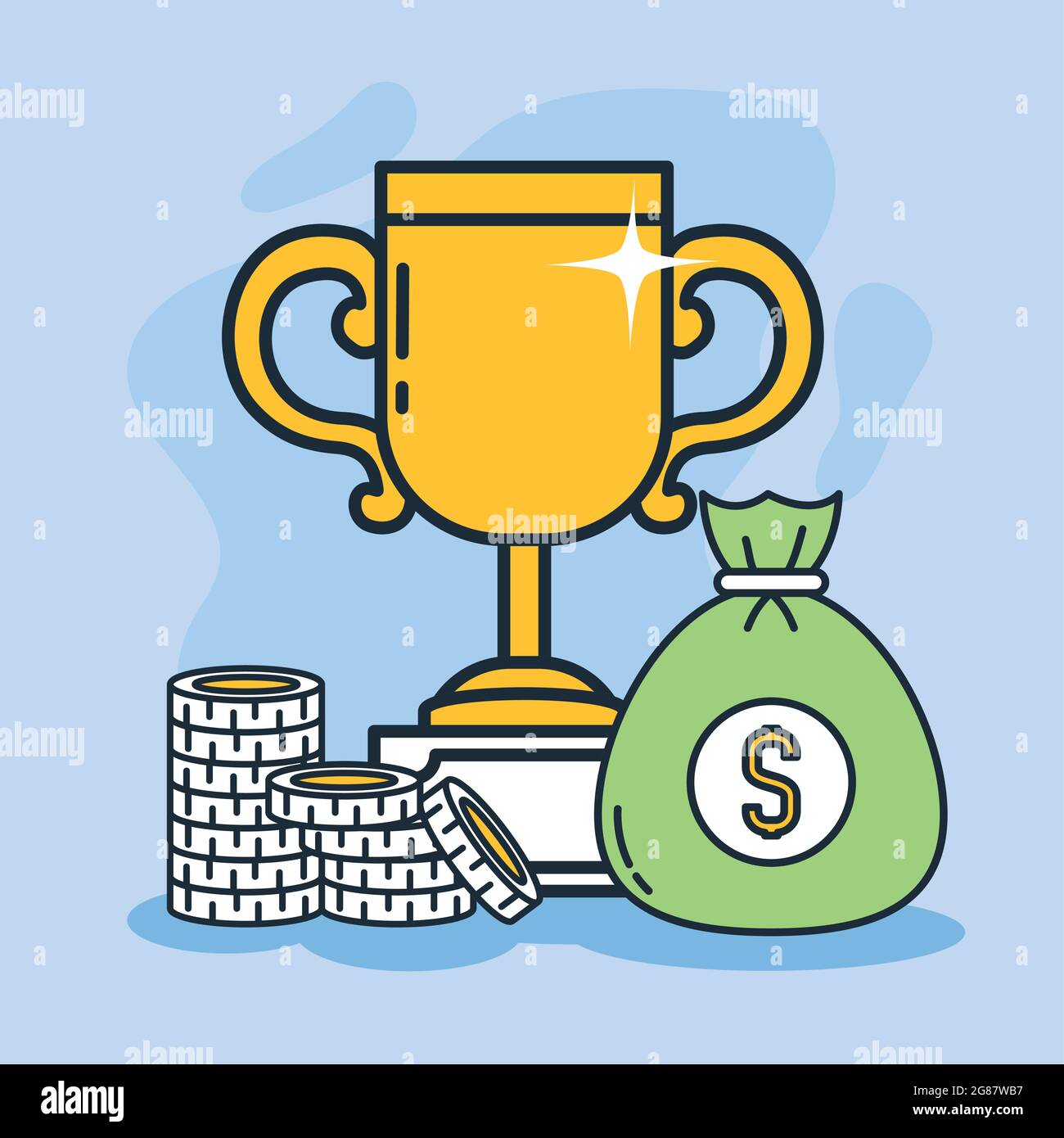 trophy golden with money bag, business success Stock Vector Image & Art ...