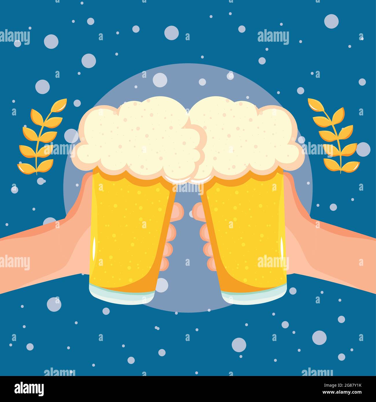 Hands holding glasses beer Stock Vector Images - Alamy
