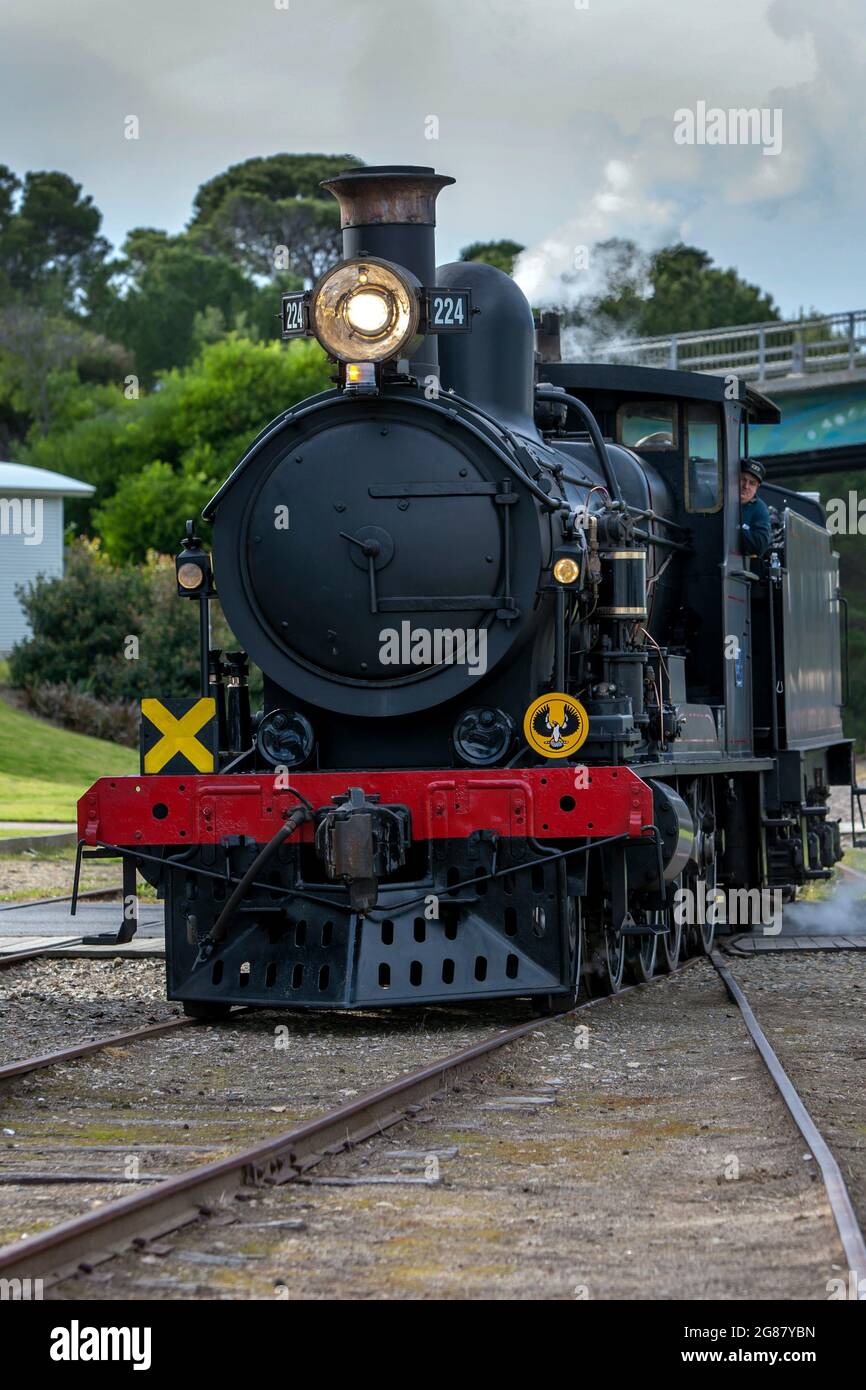 Engine RX 224, a 1915 built steam locomotive, prepares to connect to ...