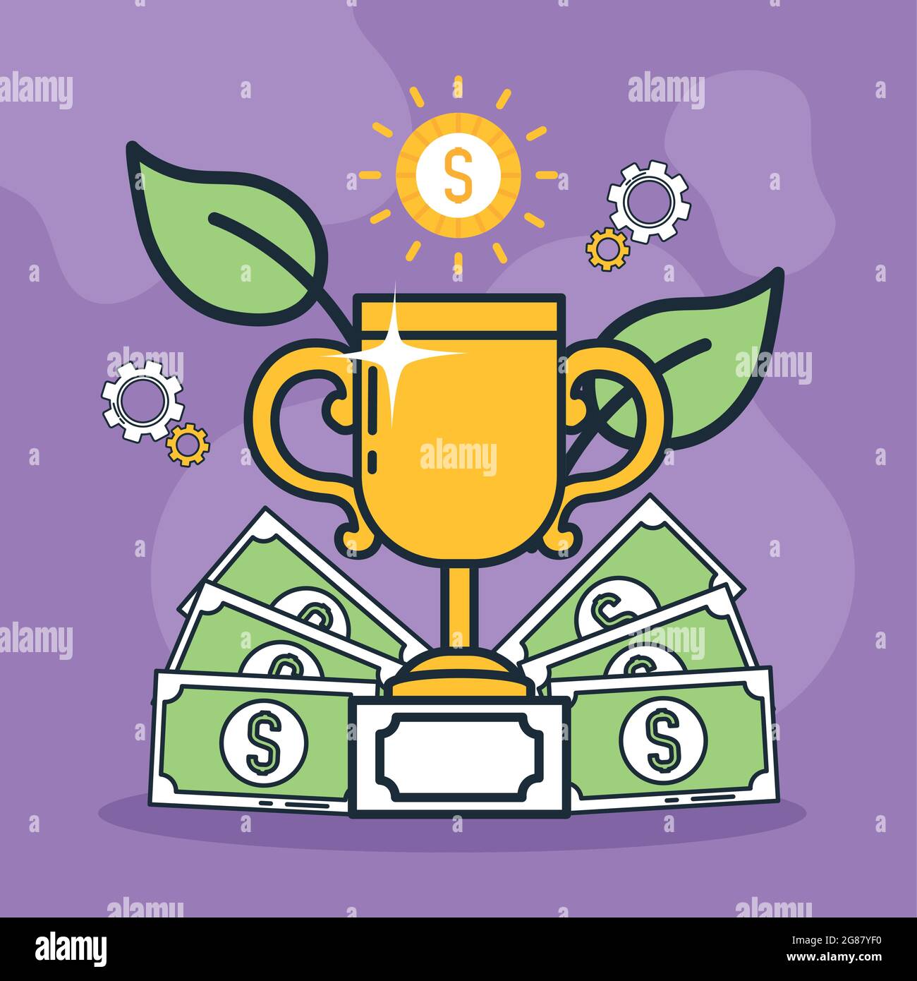 trophy golden with money, business growth Stock Vector Image & Art - Alamy