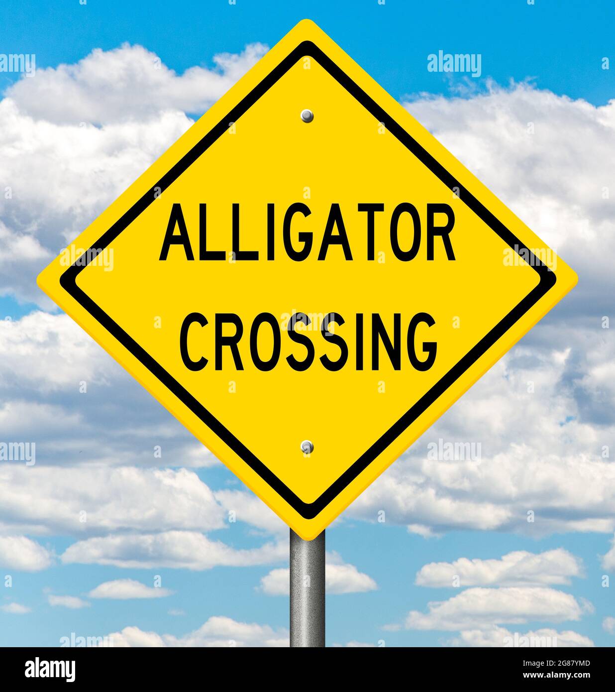 Rendering of a yellow highway sign Stock Photo - Alamy