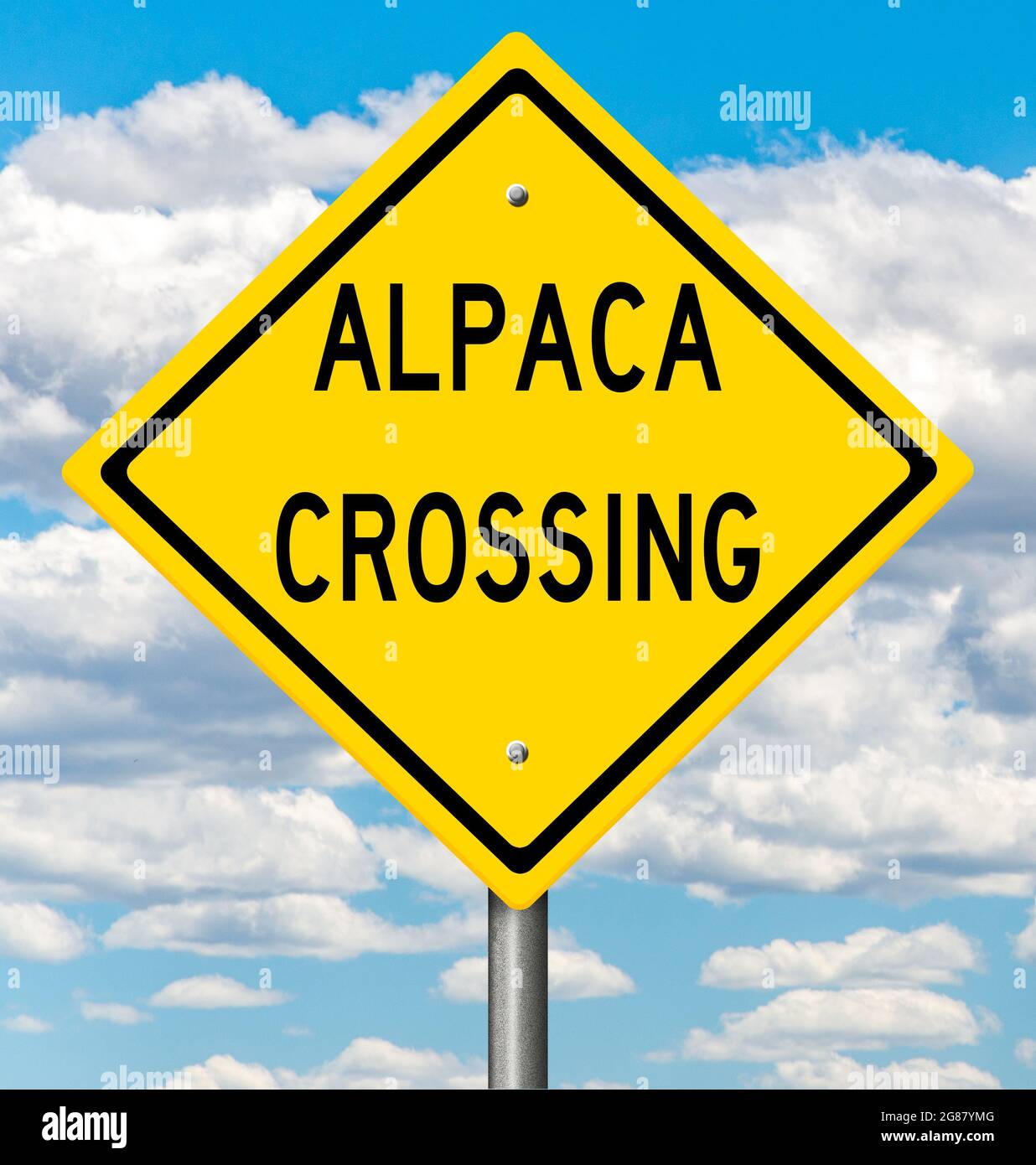 Rendering of a yellow highway sign Stock Photo - Alamy