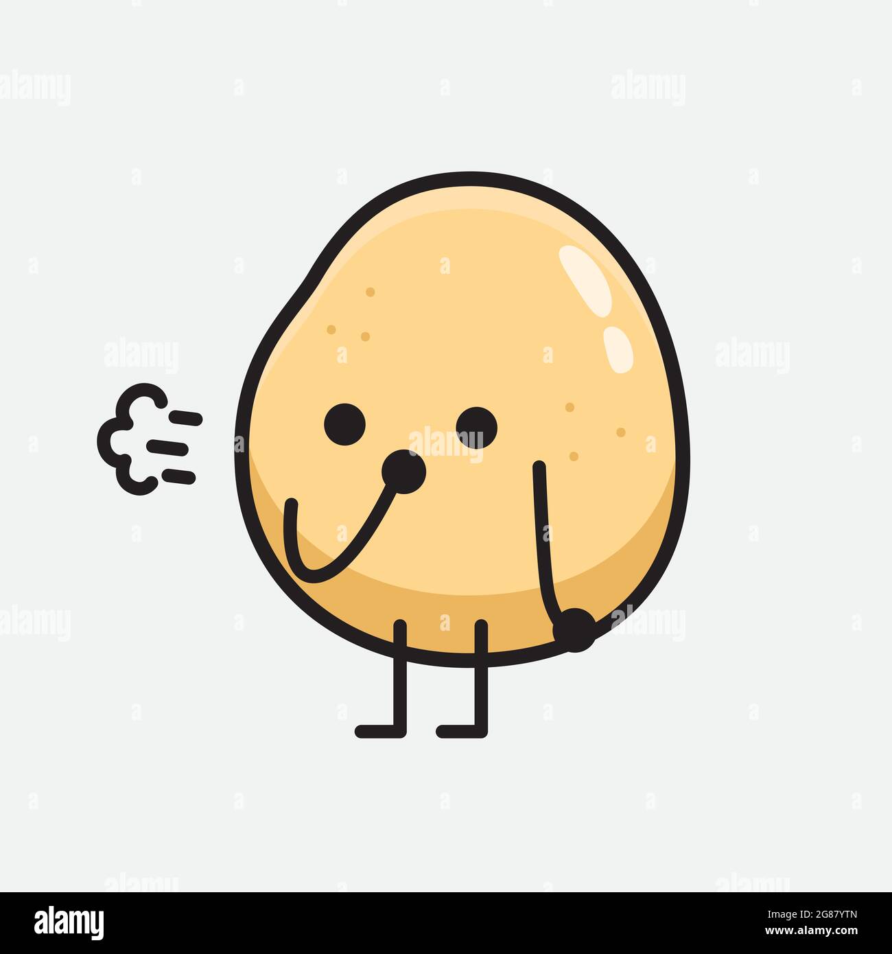 Vector Illustration of Potato Character with cute face and simple body ...