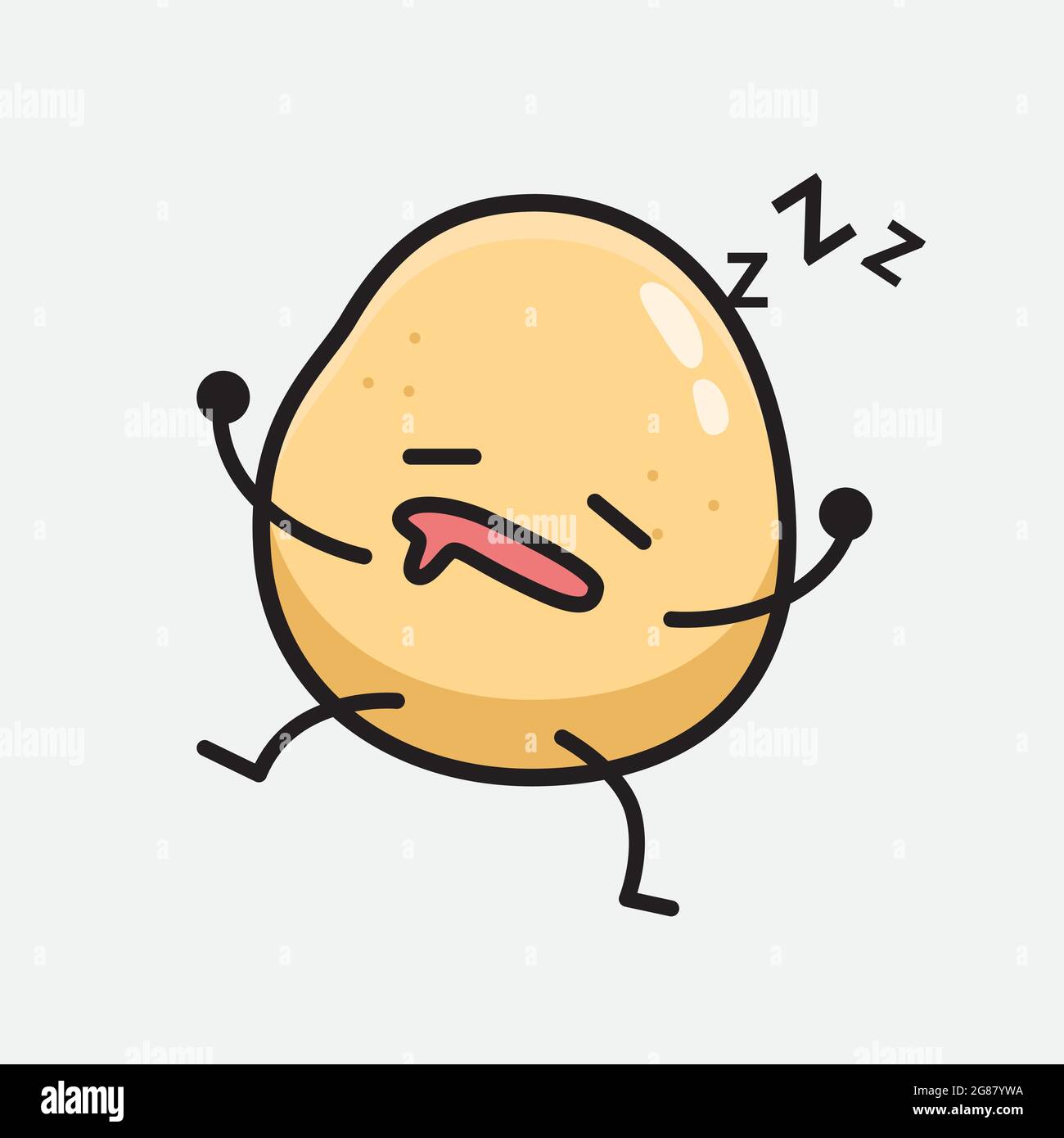 Vector Illustration of Potato Character with cute face and simple body ...