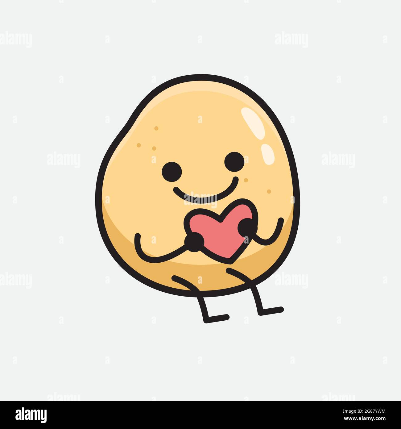 Vector Illustration of Potato Character with cute face and simple body ...