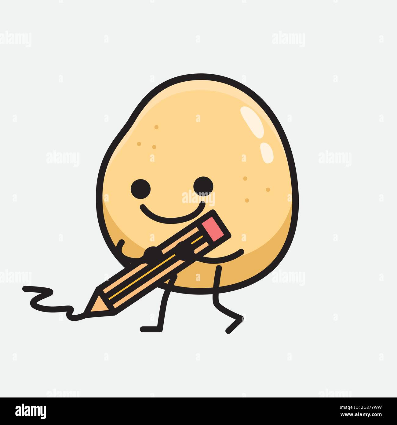 Vector Illustration of Potato Character with cute face and simple body ...