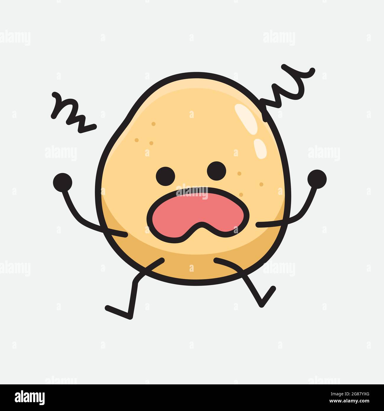 Vector Illustration of Potato Character with cute face and simple body ...