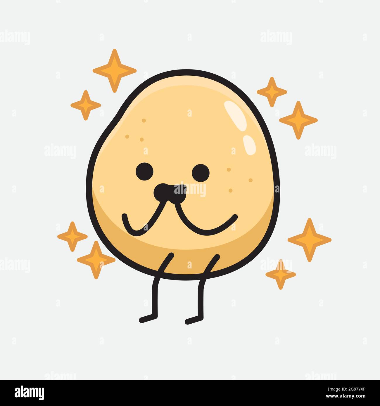 Vector Illustration of Potato Character with cute face and simple body ...