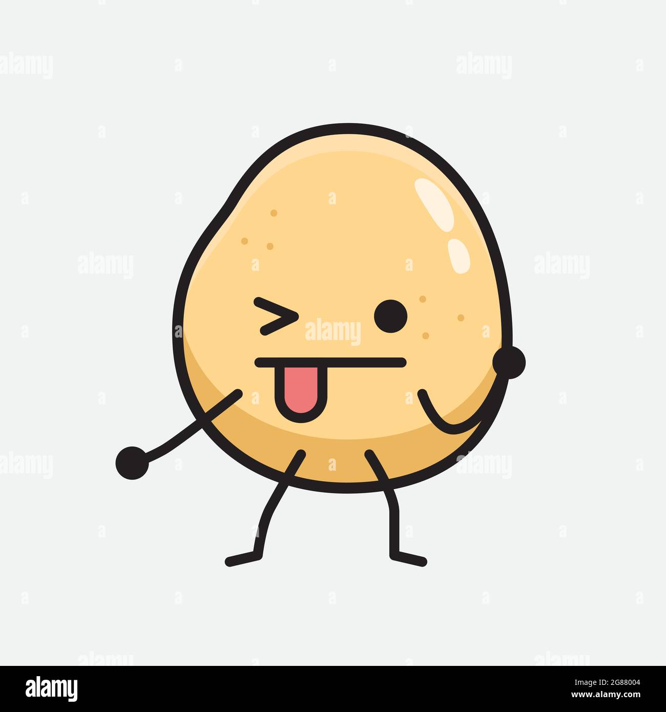 Vector Illustration of Potato Character with cute face and simple body ...