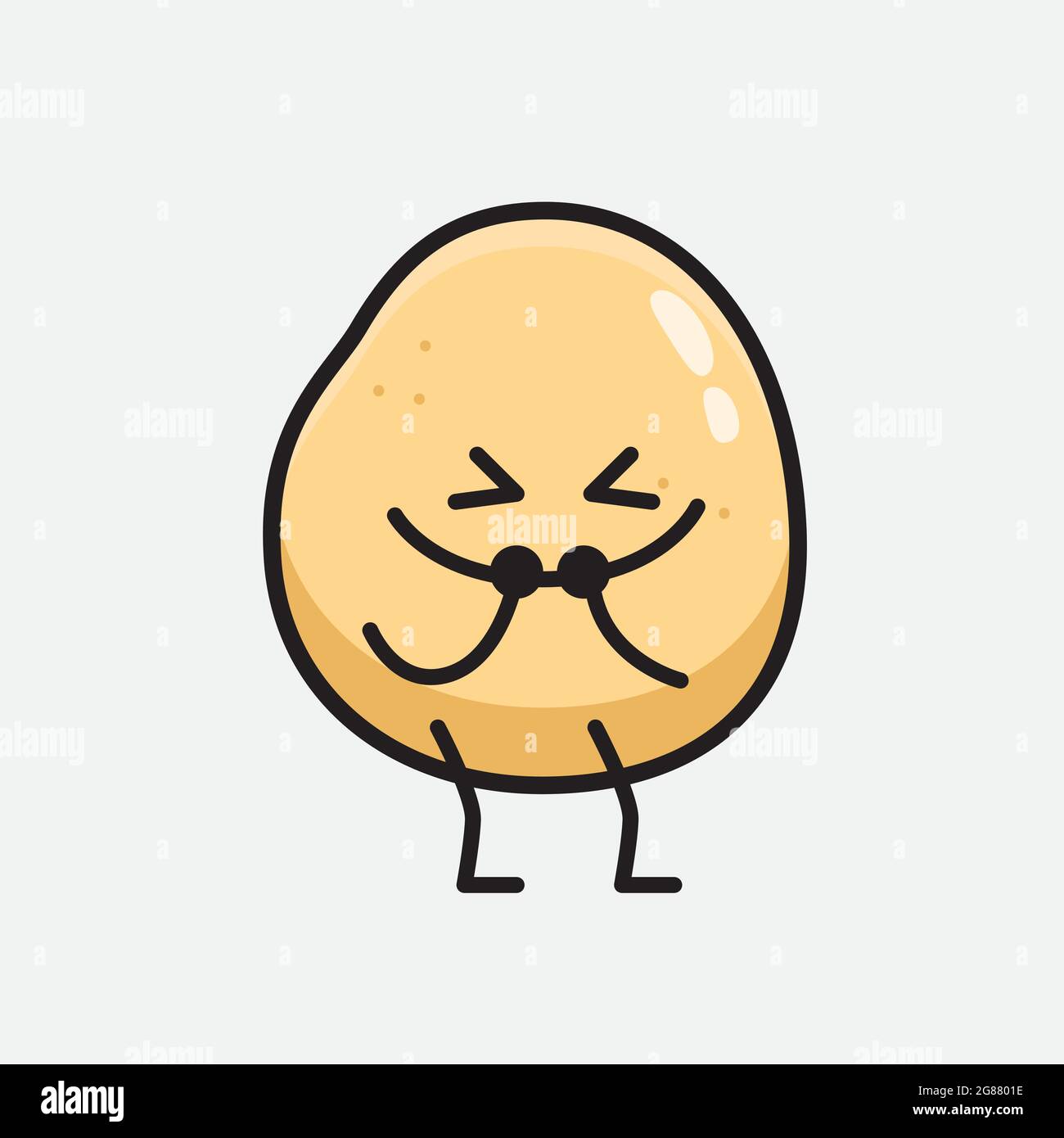 Vector Illustration of Potato Character with cute face and simple body ...