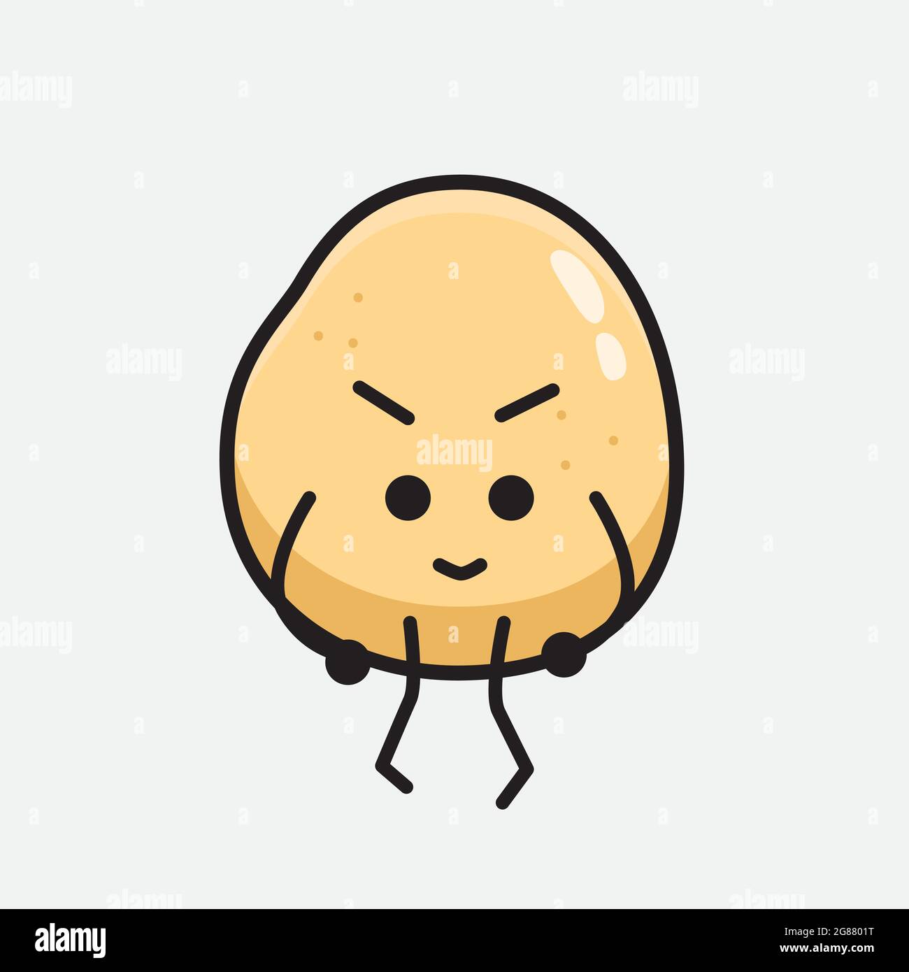 Vector Illustration of Potato Character with cute face and simple body ...