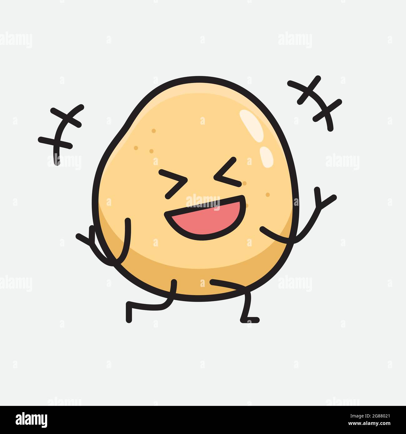 Vector Illustration of Potato Character with cute face and simple body ...