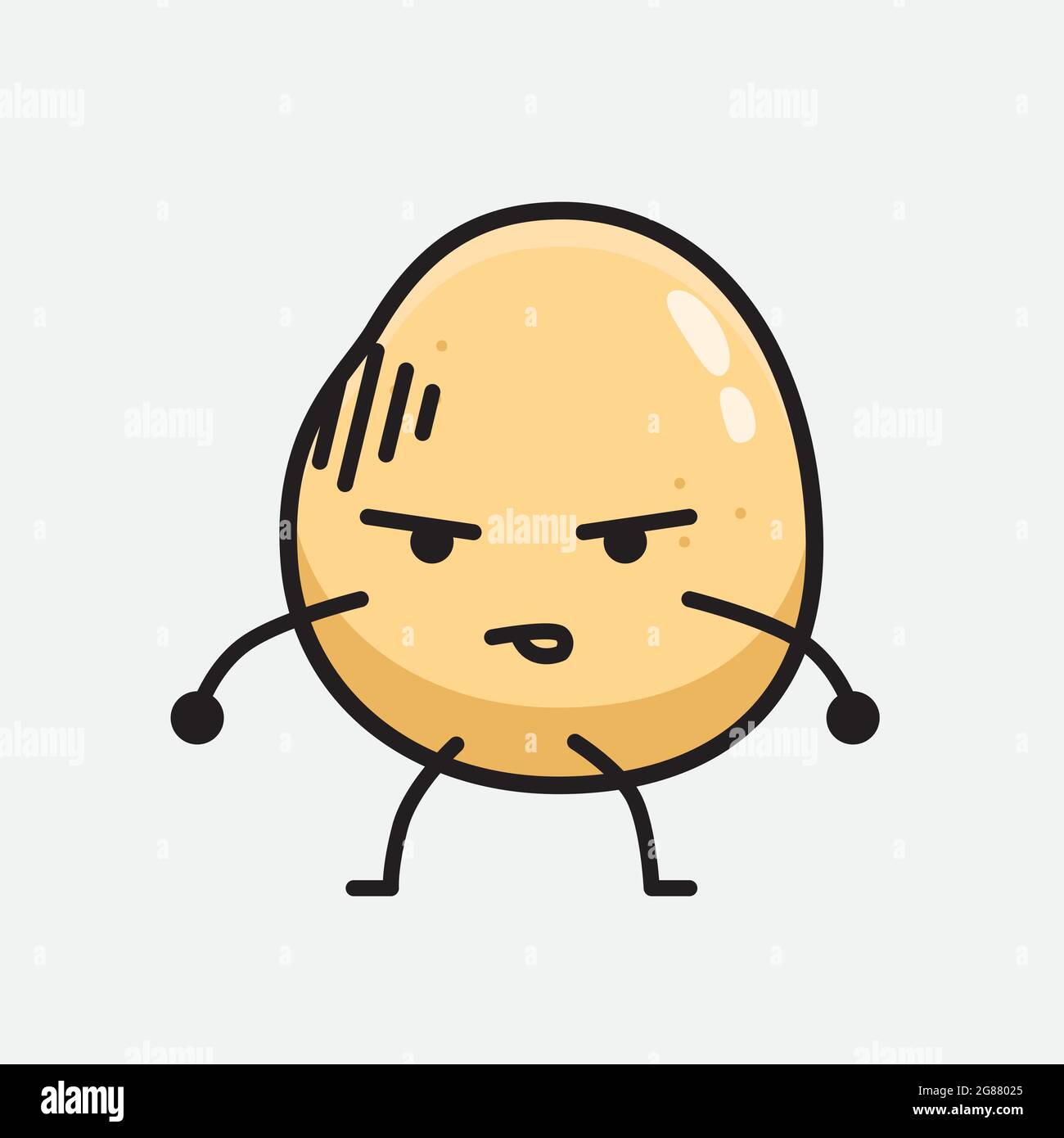 Vector Illustration of Potato Character with cute face and simple body ...