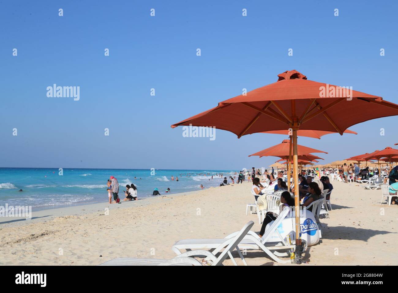 El Alamein, Egypt. 17th July, 2021. People enjoy themselves on the ...