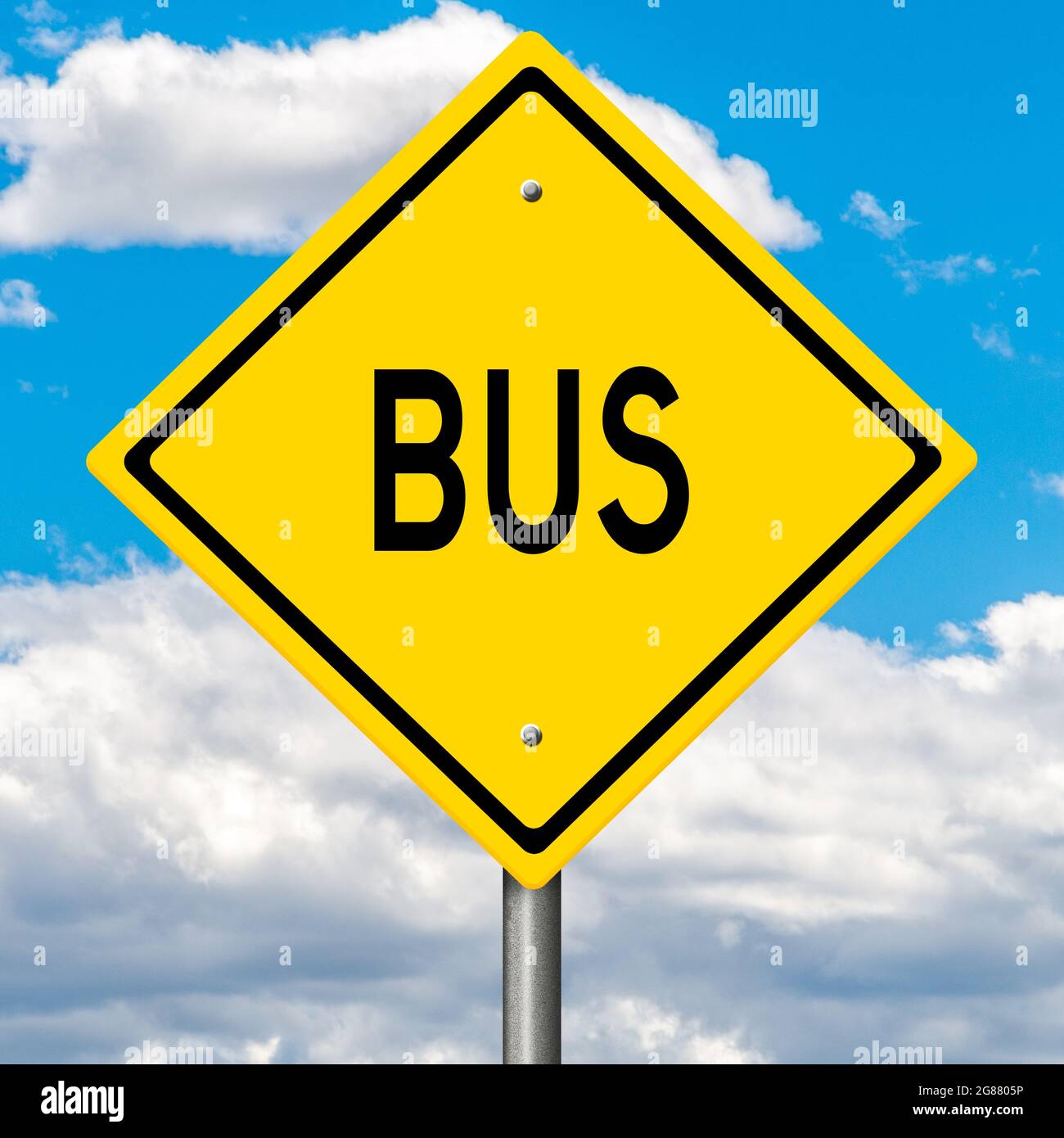 Rendering of a yellow highway sign Stock Photo - Alamy