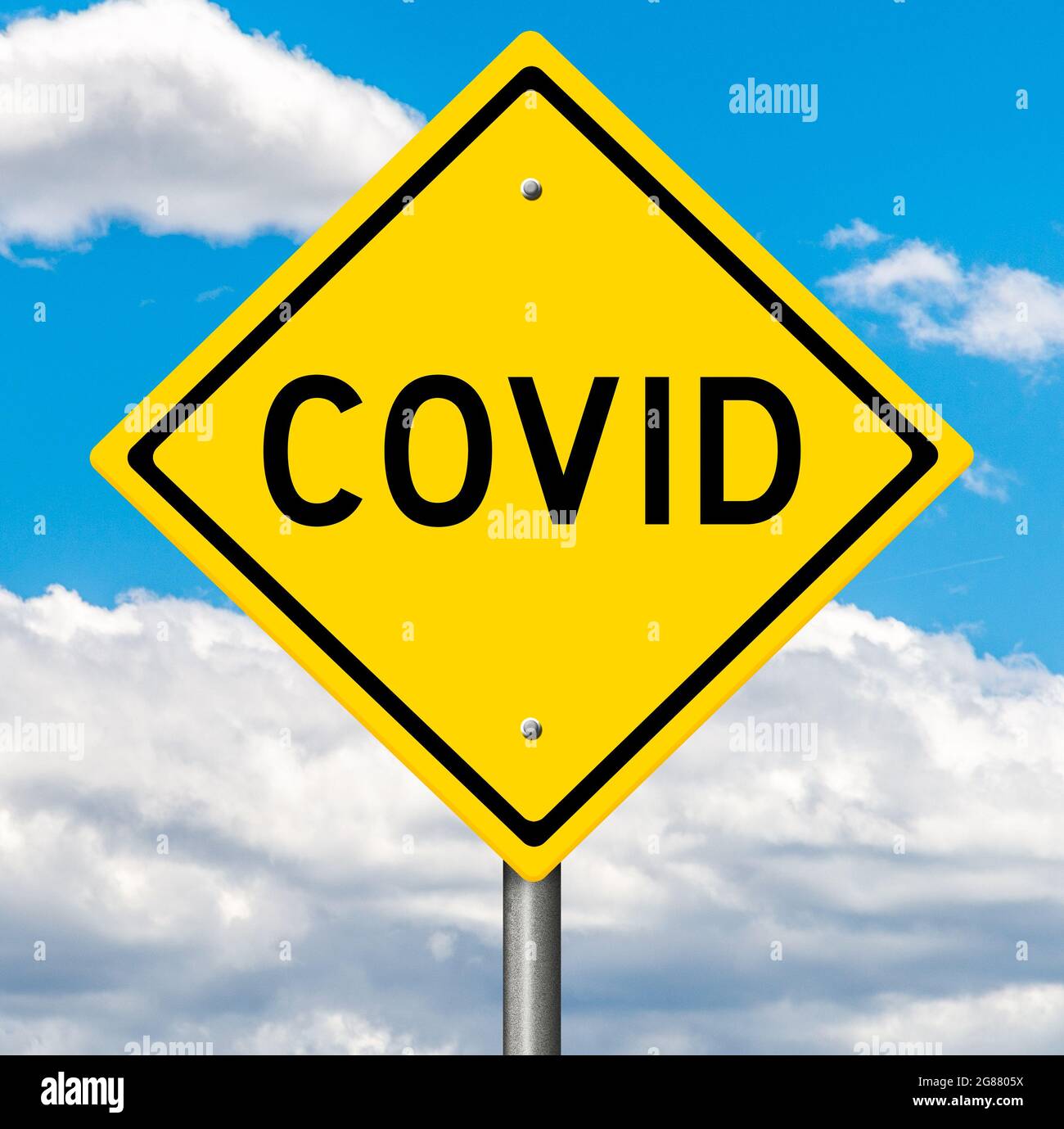 Rendering of a yellow highway sign Stock Photo - Alamy
